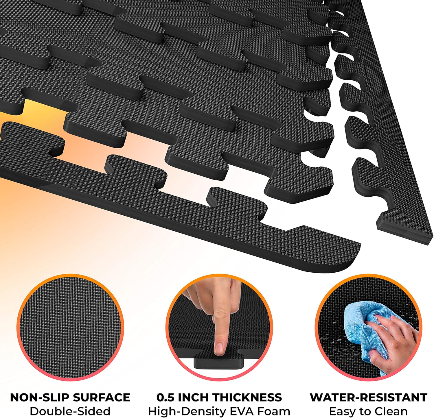 WEISBRANDT Puzzle Exercise Workout Mat, EVA Foam Interlocking Tiles ...