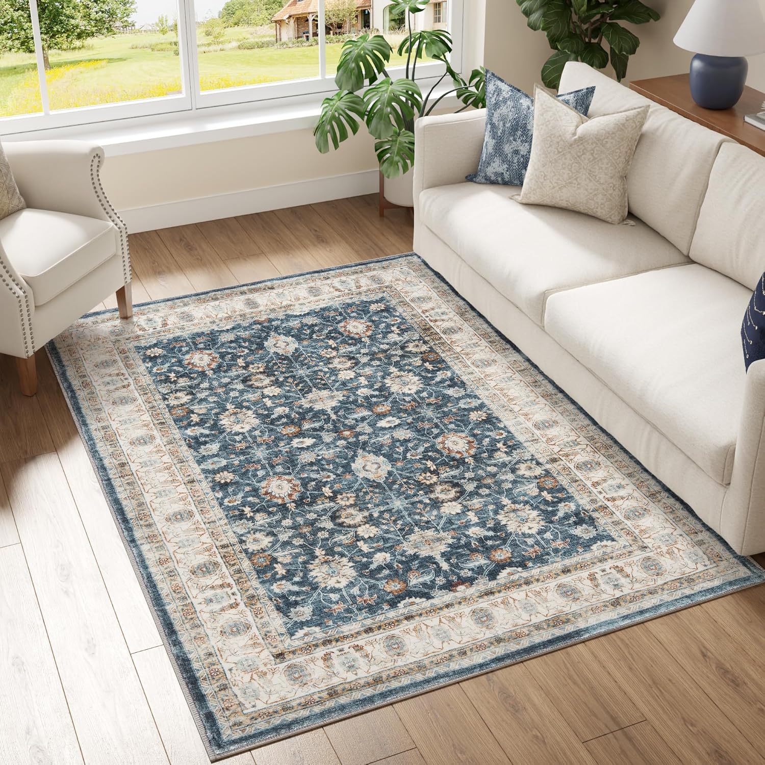 Amazon.com: jinchan Area Rug 4x6 Washable Rug Floral Oriental Rug ...