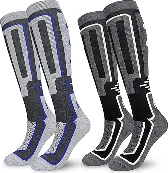 Mens Thermal Ski Socks, 2 Pairs Winter Warm Knee High Cycling Sports ...