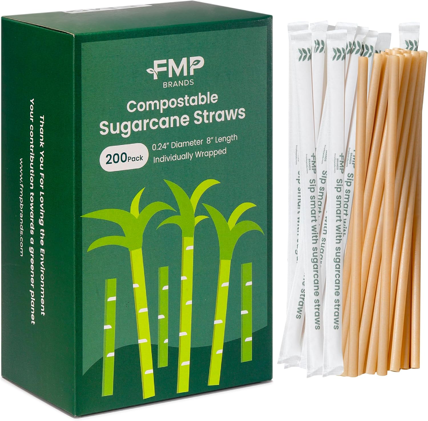 Fit Meal Prep [200 Pack] Disposable Biodegradable Straws 8 Inch ...