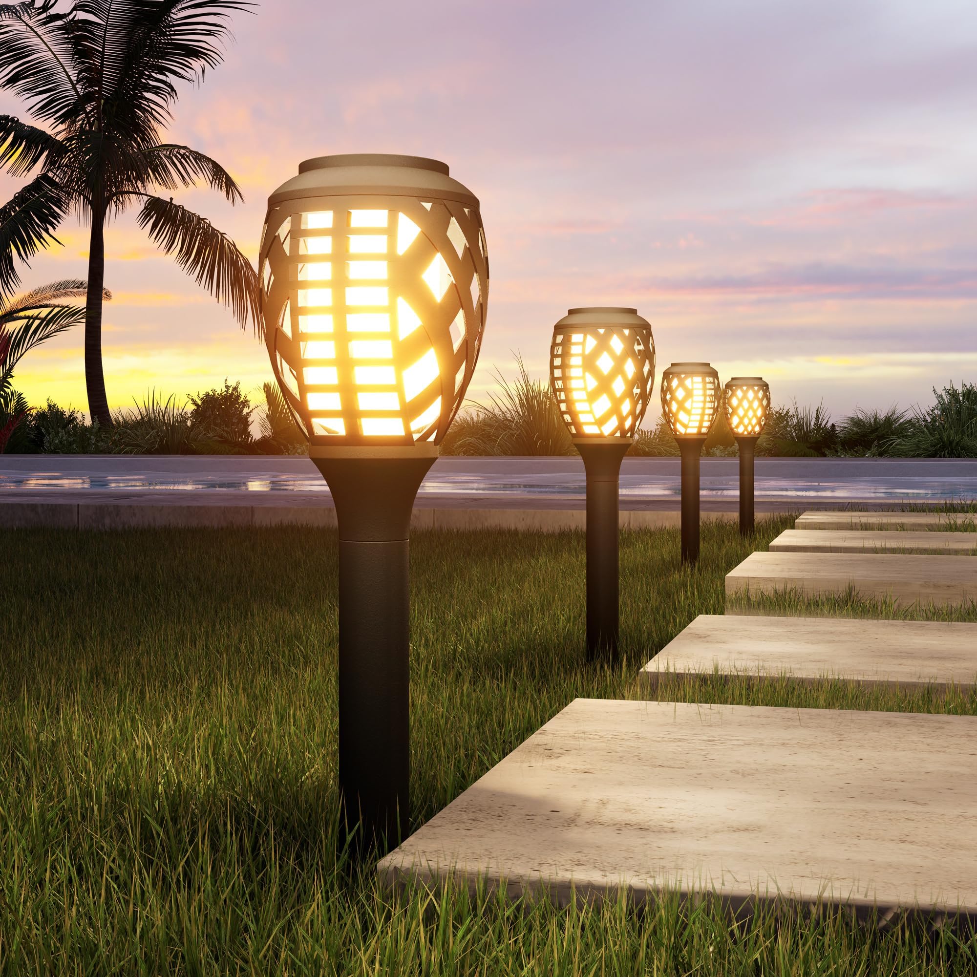 Hampton Bay Ambrose Solar 6 Lumens Matte Black Integrated LED Flicker ...