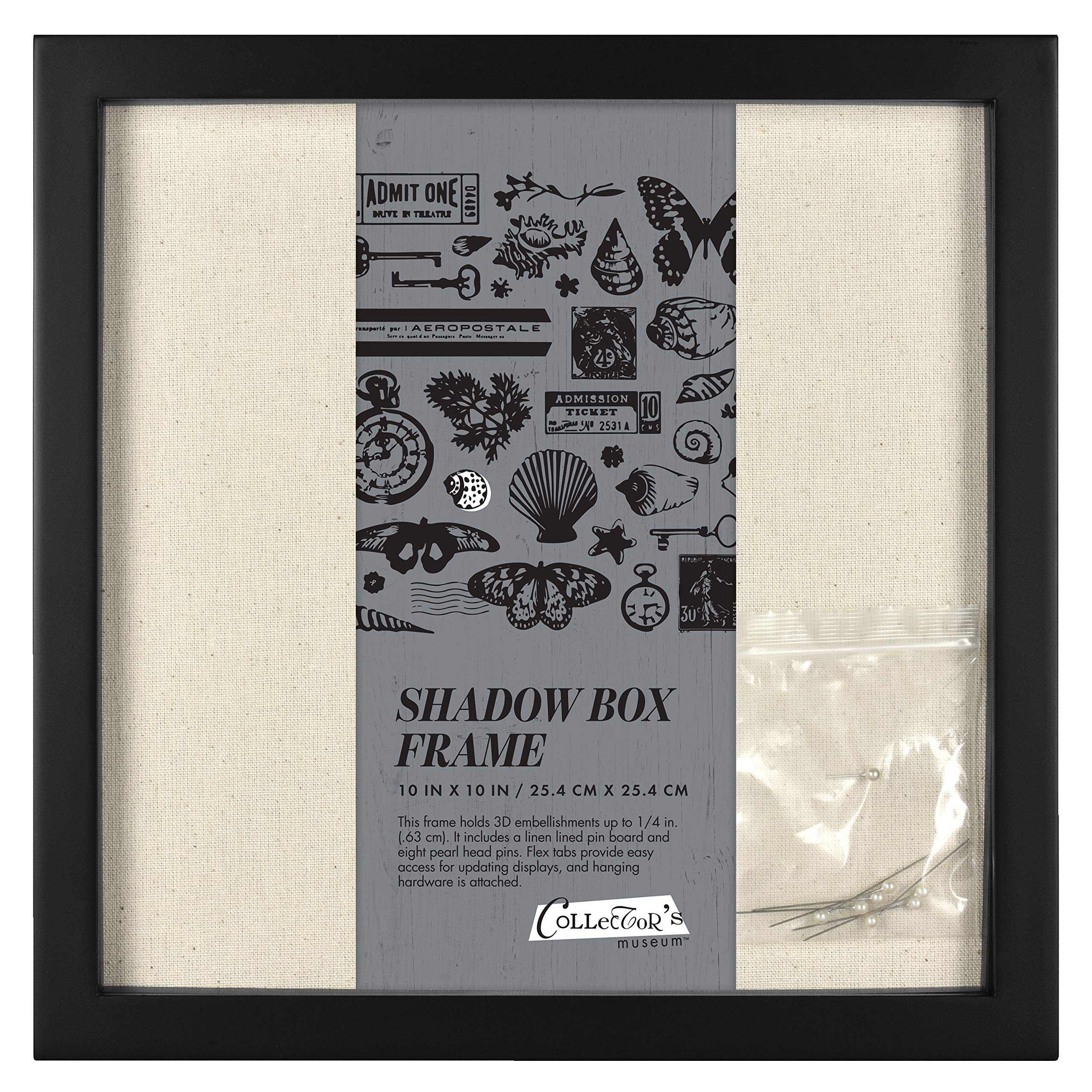 Amazon.com - MCS Linen Lined Shadow Box Frame, 10x10, Black