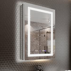 Amazon.com: 24"W x 36"H Lighted Medicine Cabinet with Mirror, Front ...