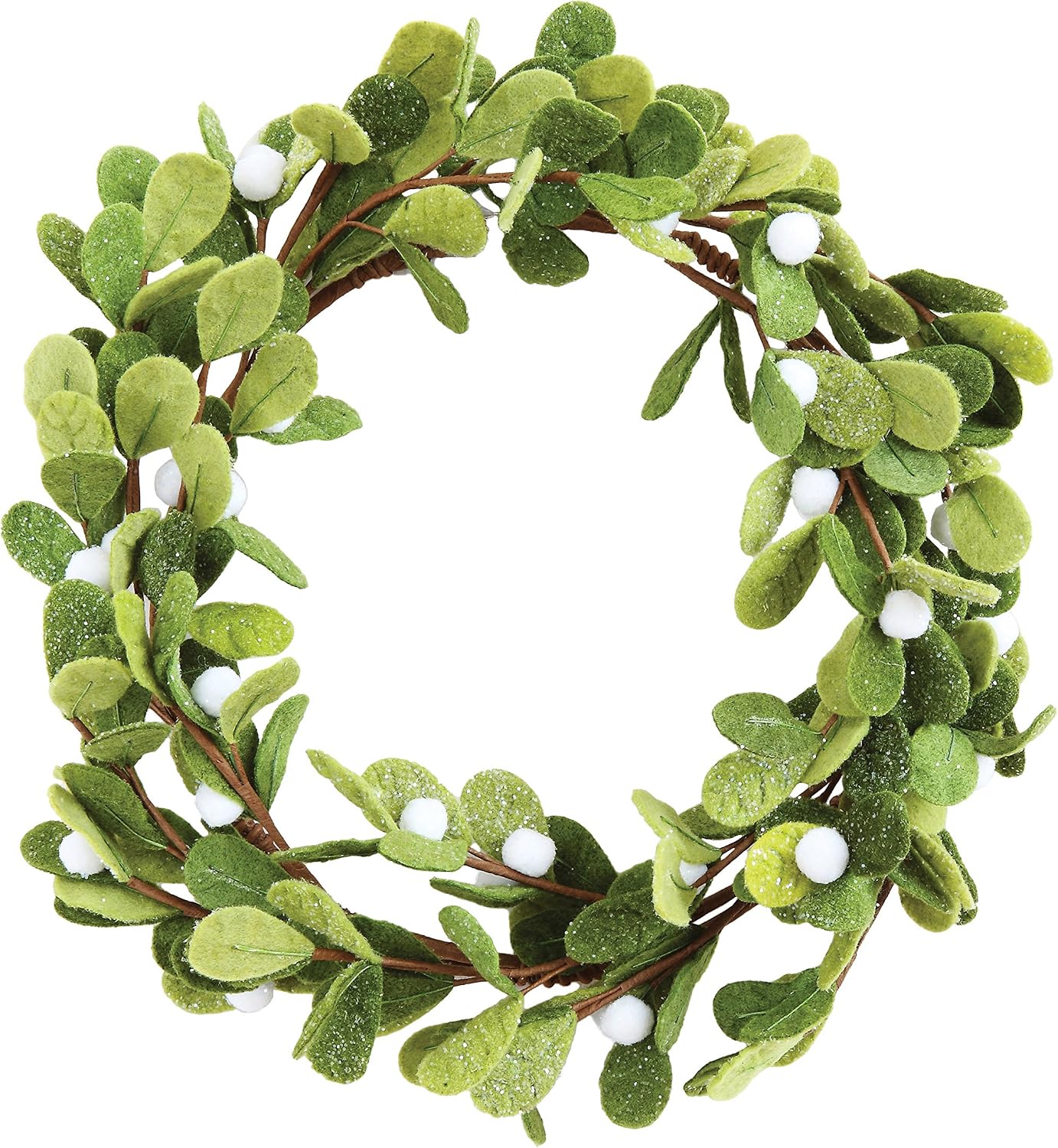 Amazon.com: Creative Co-Op Round Felt Mistletoe Wreath : Home & Kitchen