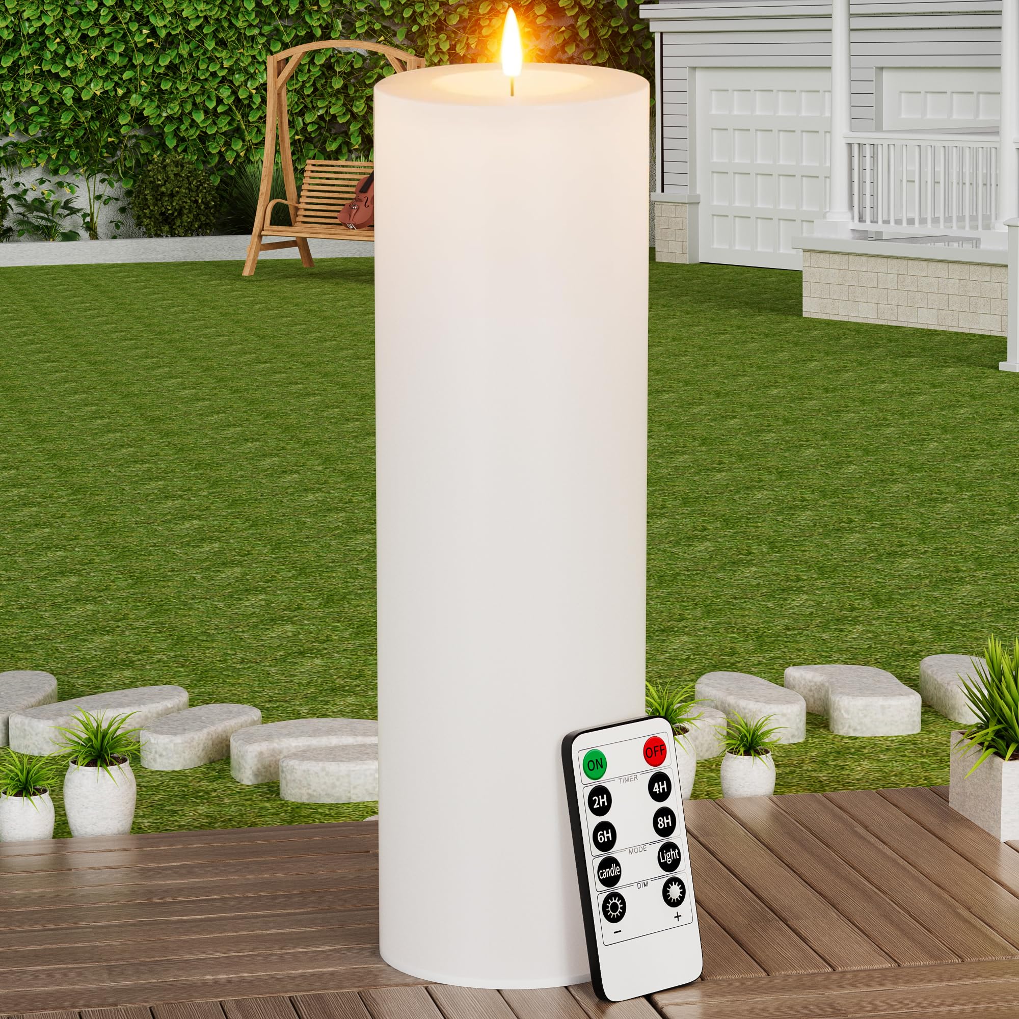 Amazon.com: BUTHY 14" x 4" Large Outdoor Candle with Timer Waterproof ...