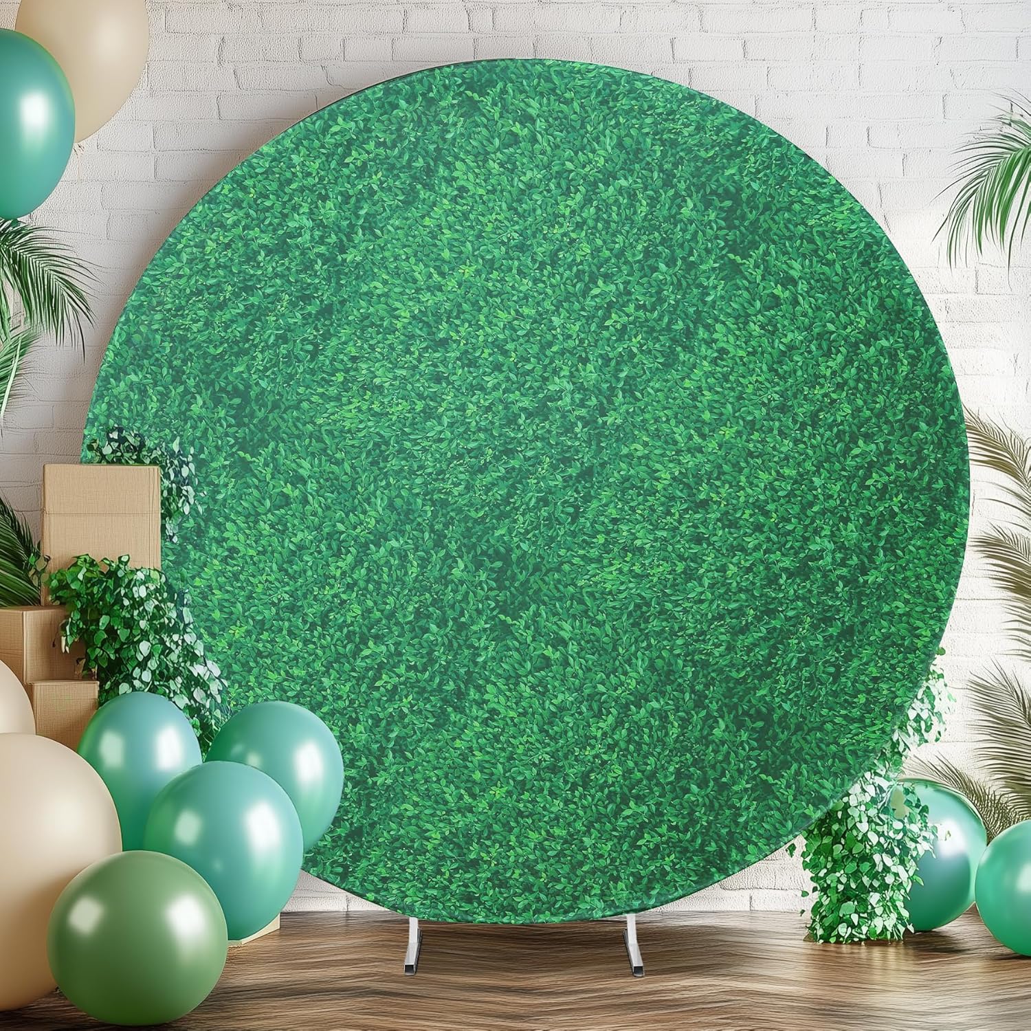 Amazon.com : gogoparti Green Leaves Round Backdrop for Photography 6 ...