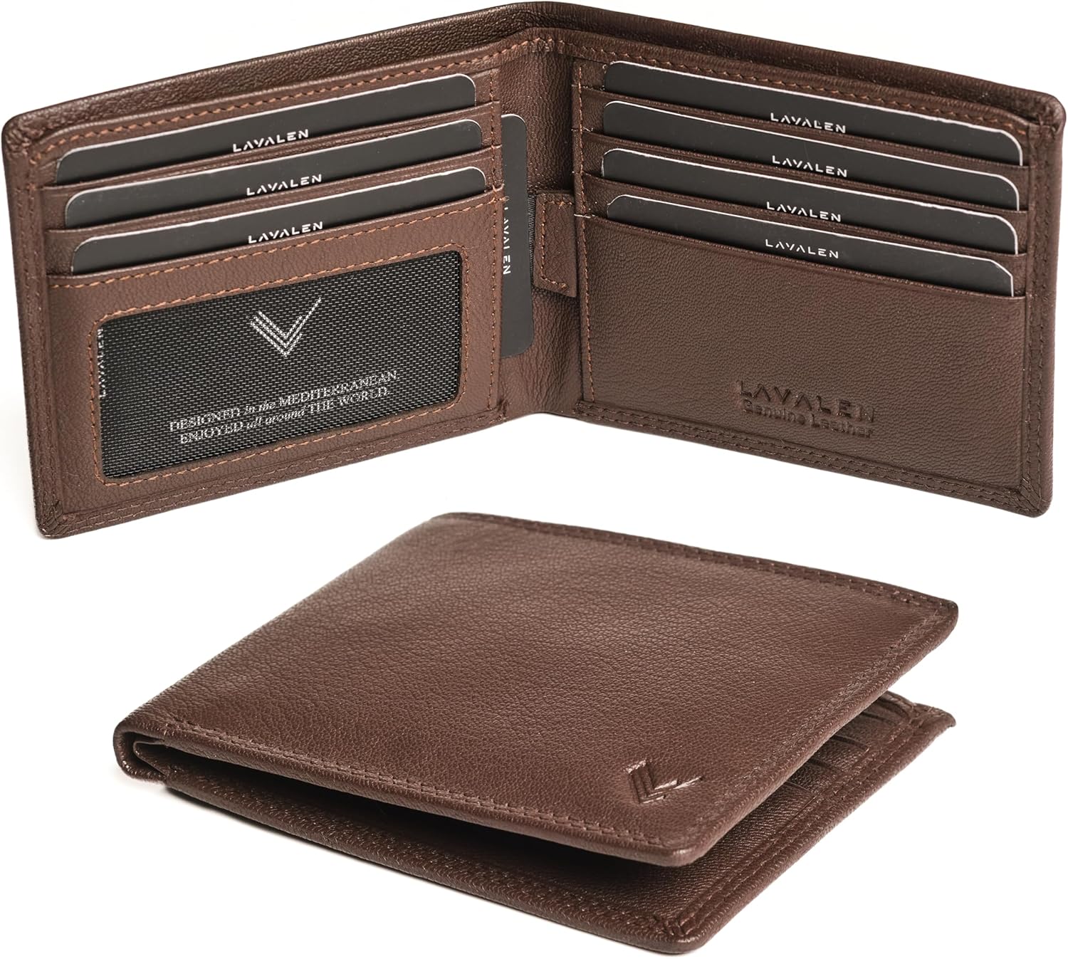 Amazon.com: Lavalen Slim Leather Wallet for Men - Mens Wallet Bifold ...
