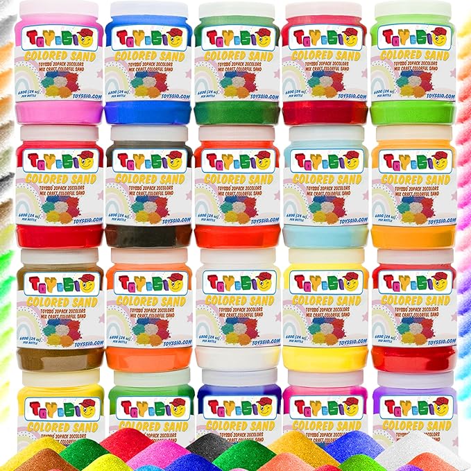 Amazon.com: Toyssio Sand for Sand Art [ 20 Colors: 30 lbs ] Colored ...