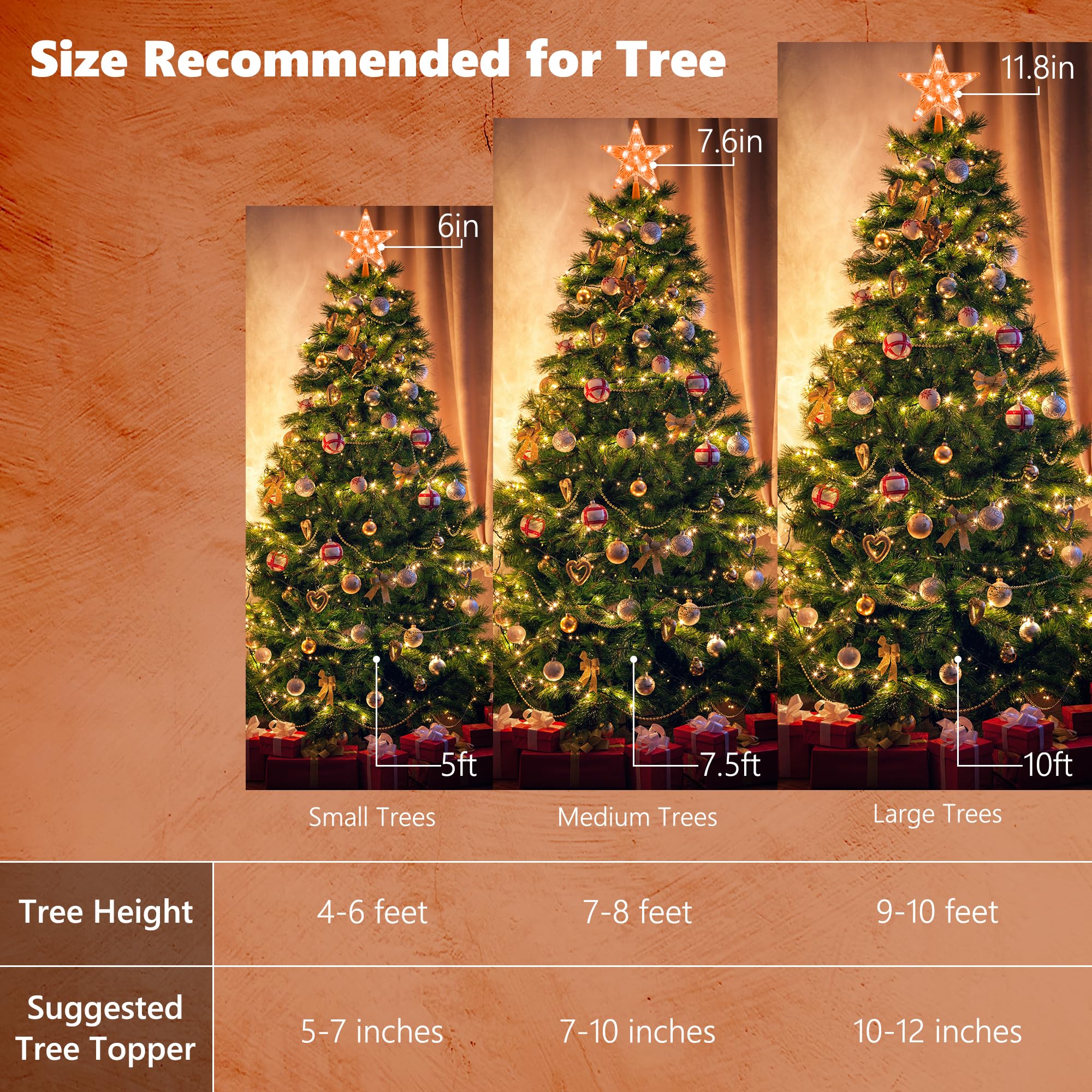 Snapklik.com : Small Star Tree Topper, 7.6 11 LED Lighted Christmas ...