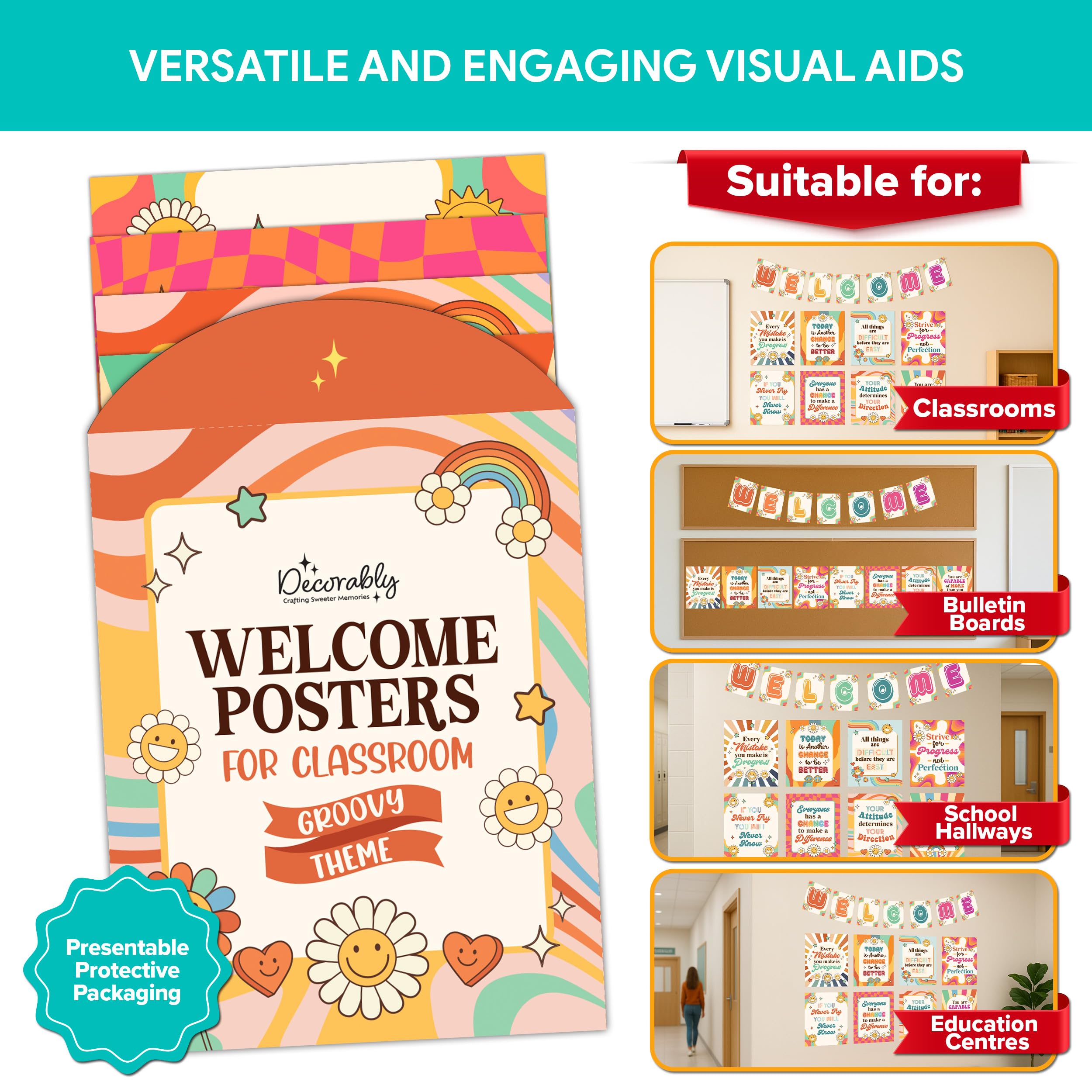 Snapklik.com : Decorably 15 Welcome Groovy Posters For Classroom
