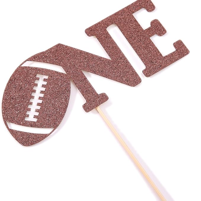 Amazon.com: WAOUH Football ONE Cake Topper - Golden Glitter Cake Topper ...