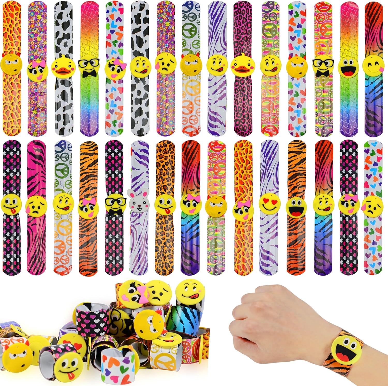 Nunki Toy Slap Bracelets, 32 Pcs Slap Wristbands Snap Bracelets for ...