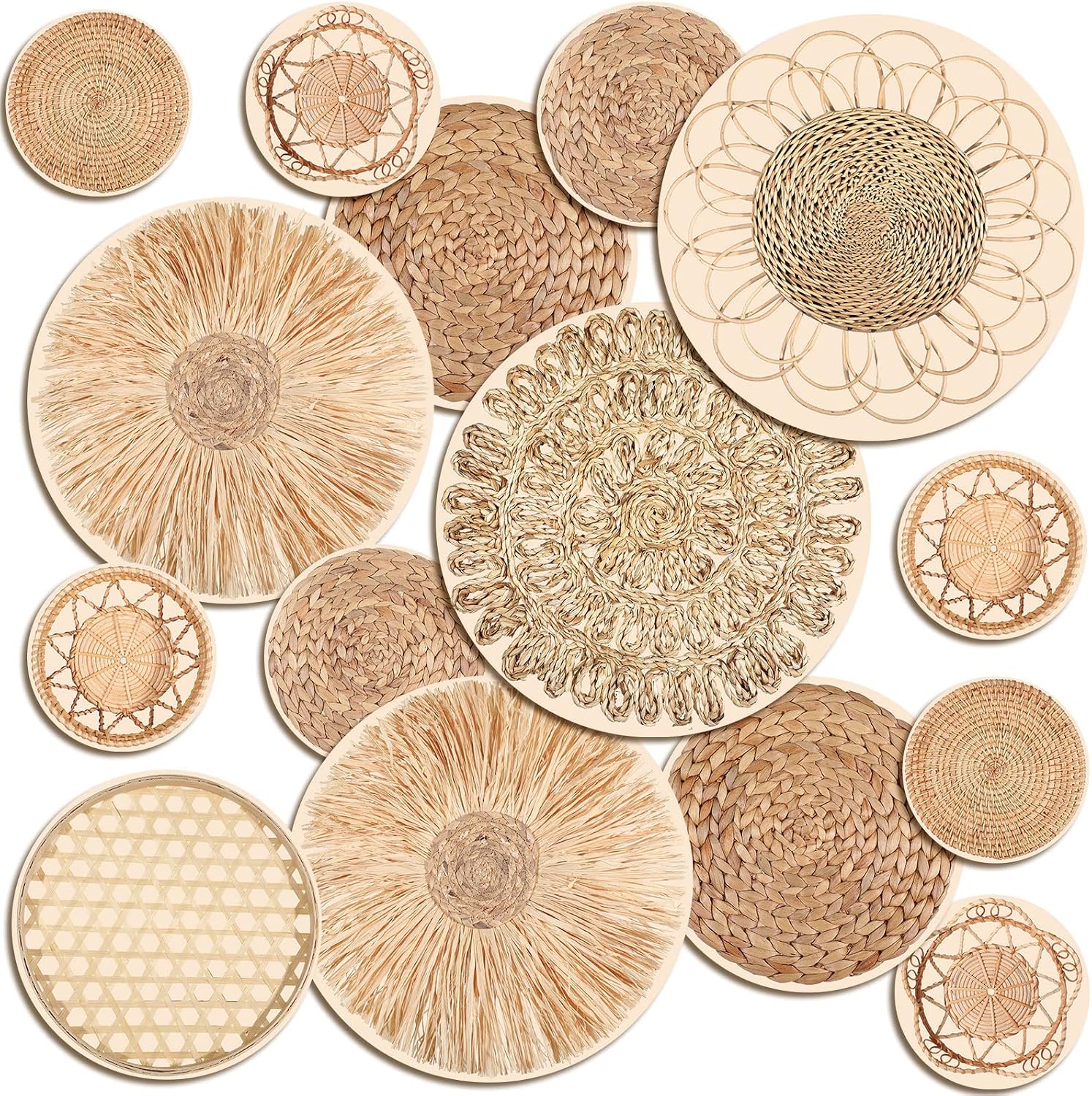 Amazon.com: 15 Pcs Boho Basket Wall Decor Round Boho Wall Decals Modern ...
