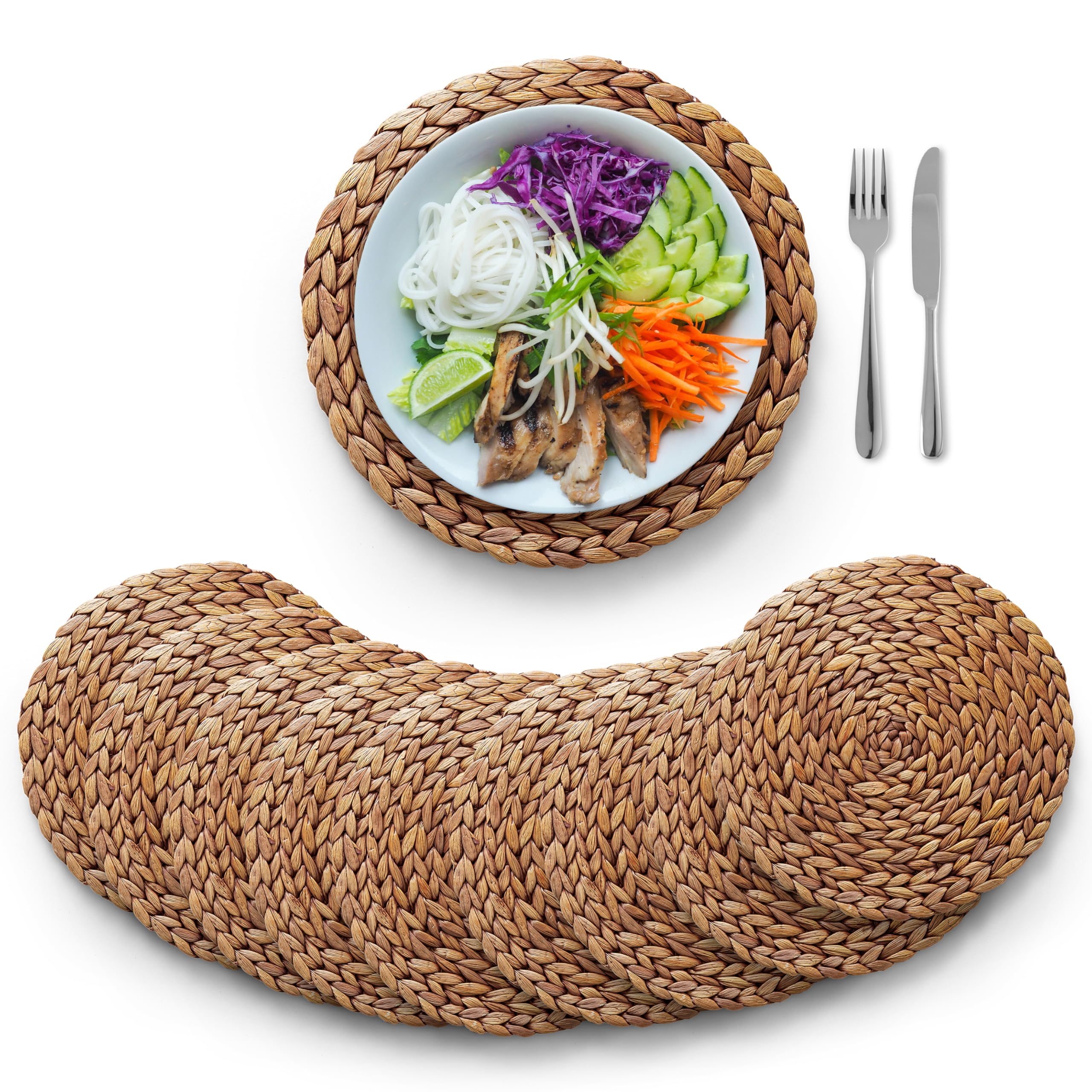 Amazon.com: Woven Placemats, Round Placemats Rattan Placemats, Wicker ...