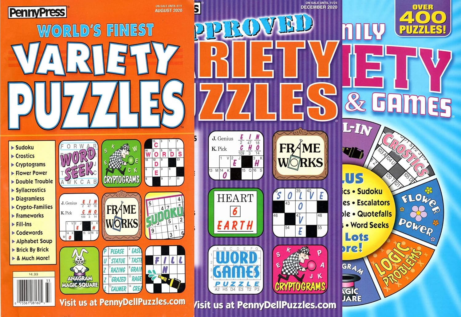 Penny Press Variety Puzzles 3-Pack (Family, Approved, and World's ...