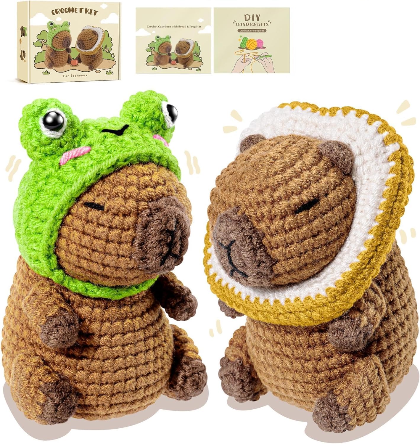 Amazon.com: Capybara Crochet Kit for Beginners, 2PCS Capybara with Frog ...