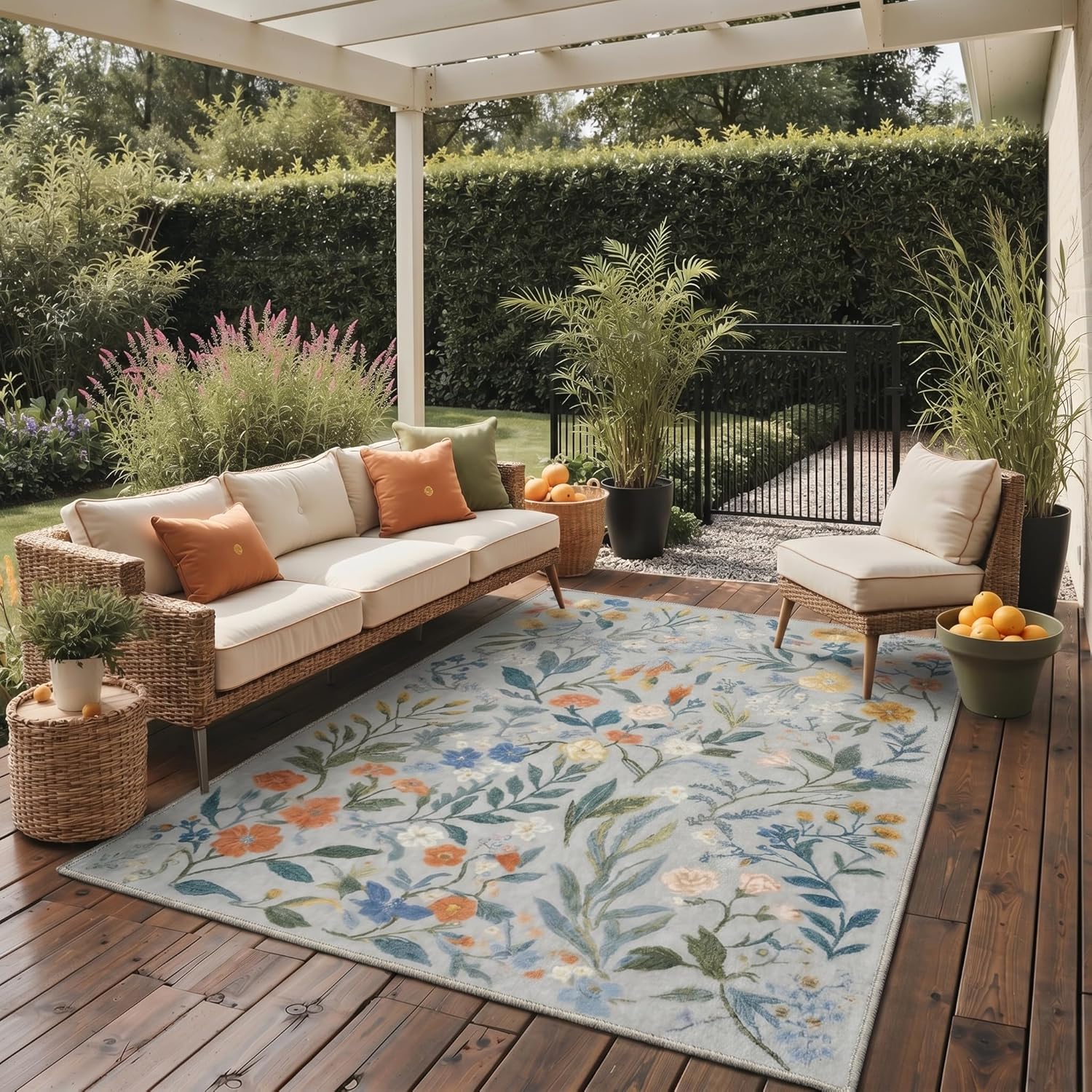 Amazon.com: GENIMO Indoor Outdoor Area Rug 9'x12', Machine Washable ...