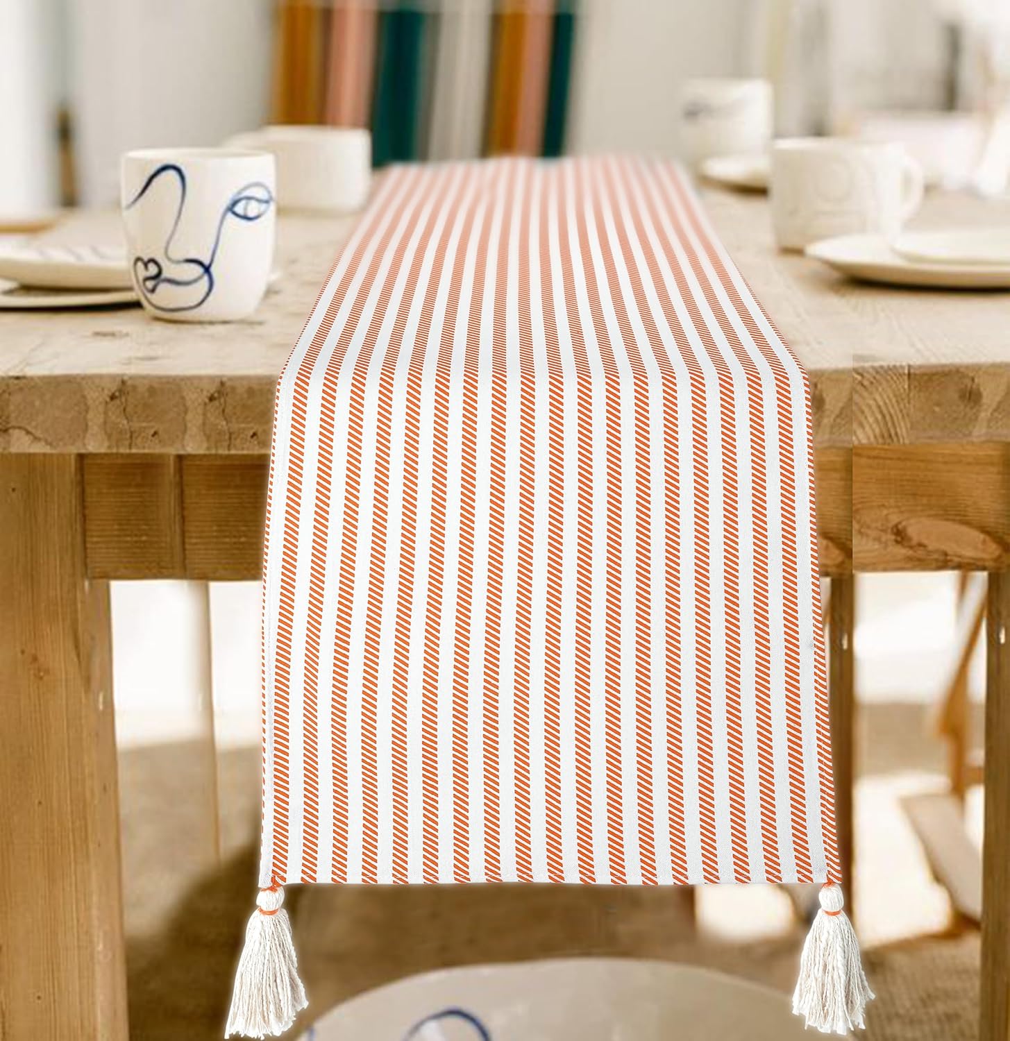 Amazon.com: Folkulture Fall Table Runner 90 Inches Long with Tassels ...