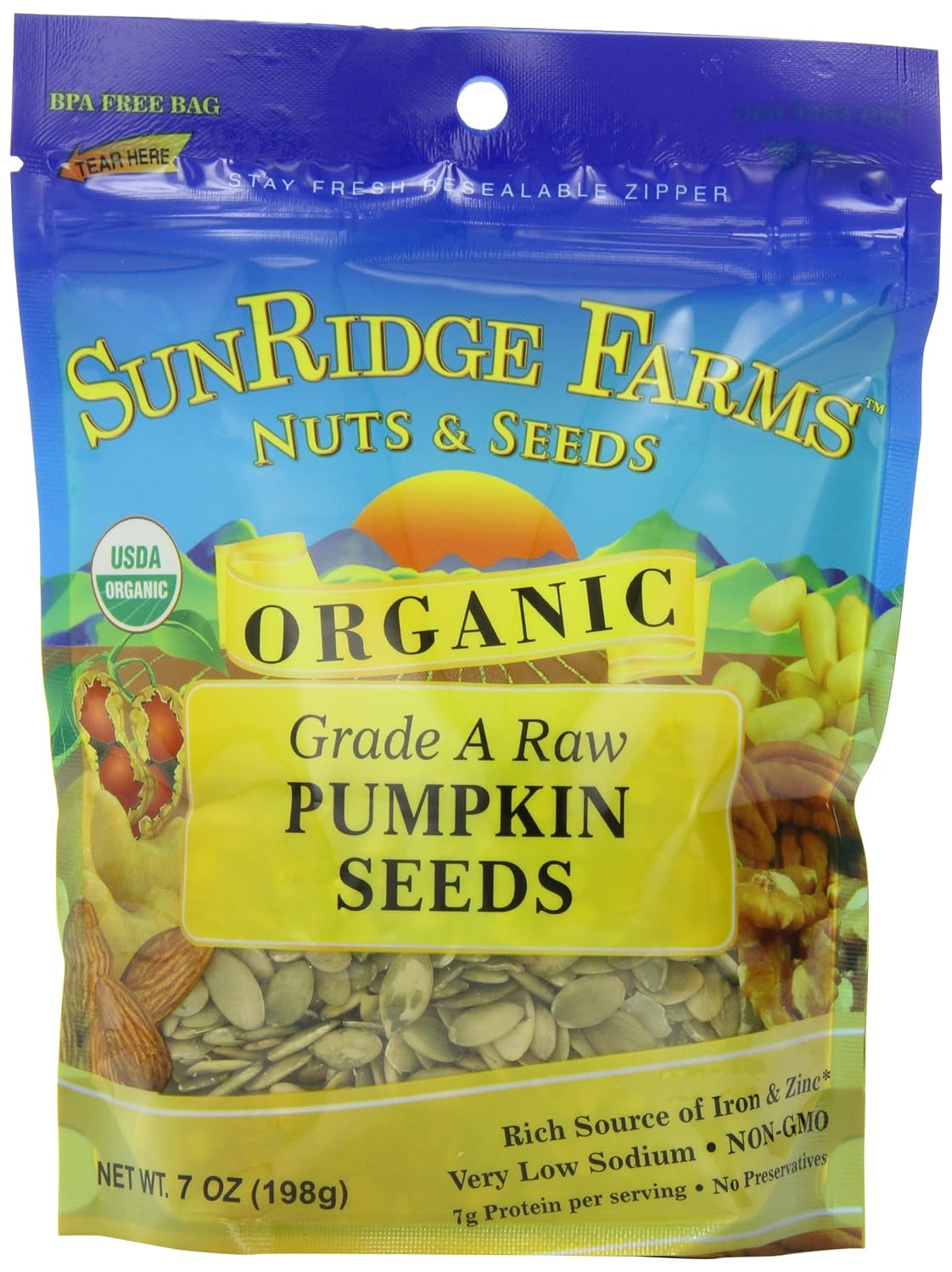 Amazon.com : Sunridge Farms Organic Raw Pumpkin Seeds, 7-Ounce Bags ...
