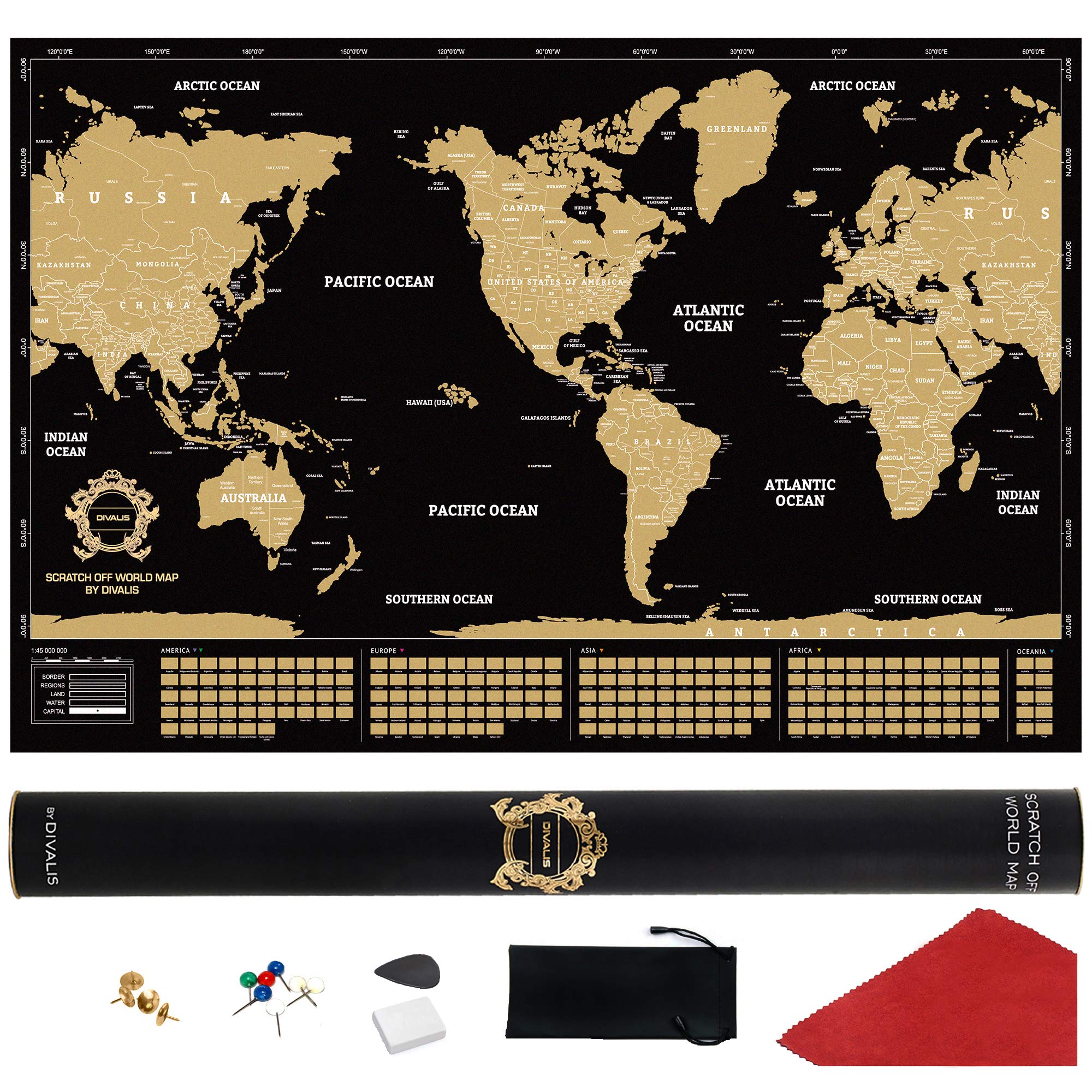 Extra Large Scratch Off World Map Poster With Us States | Desertcart KSA