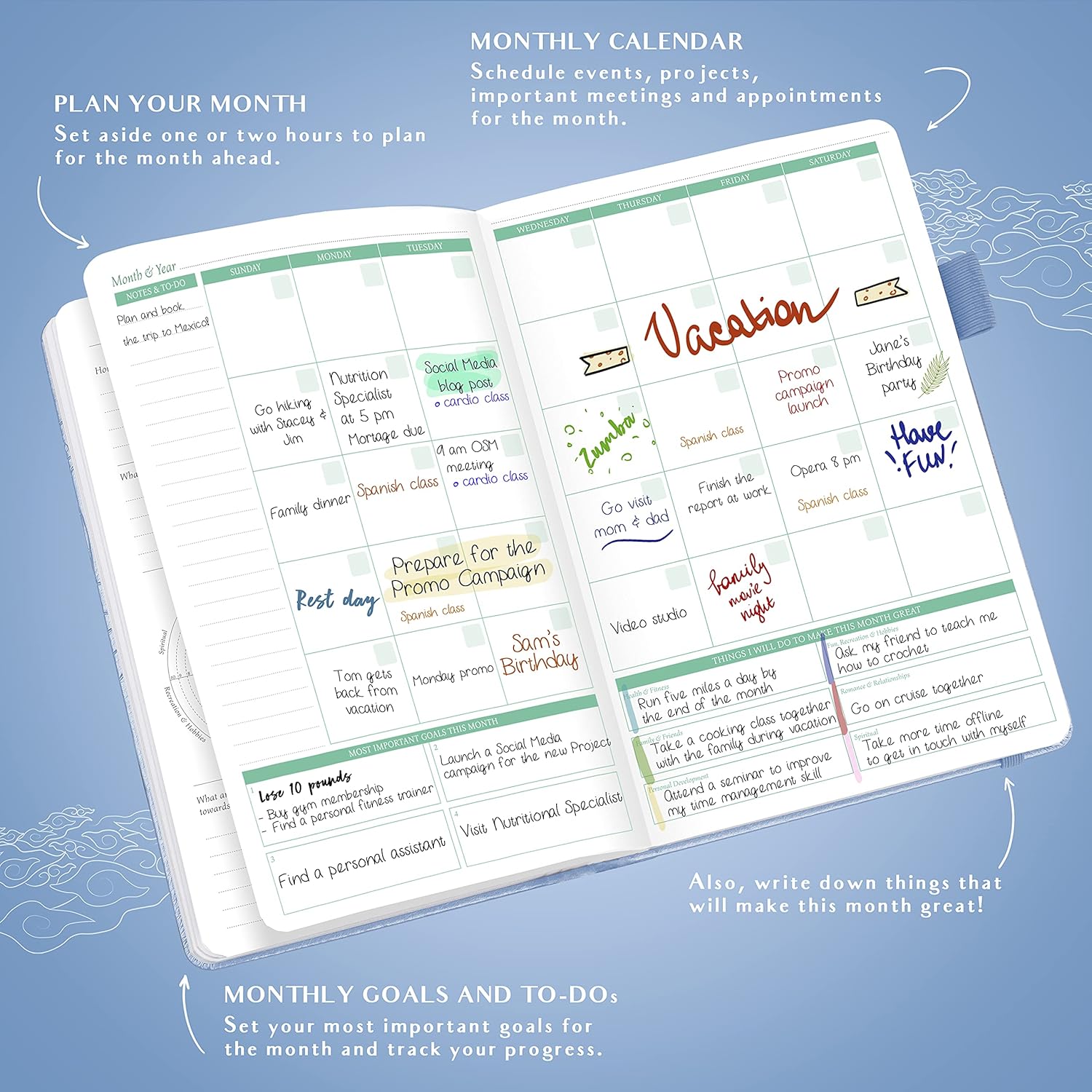 Legend – Agenda semanal colorida de 2 edición Agenda de vida y trabajo ...