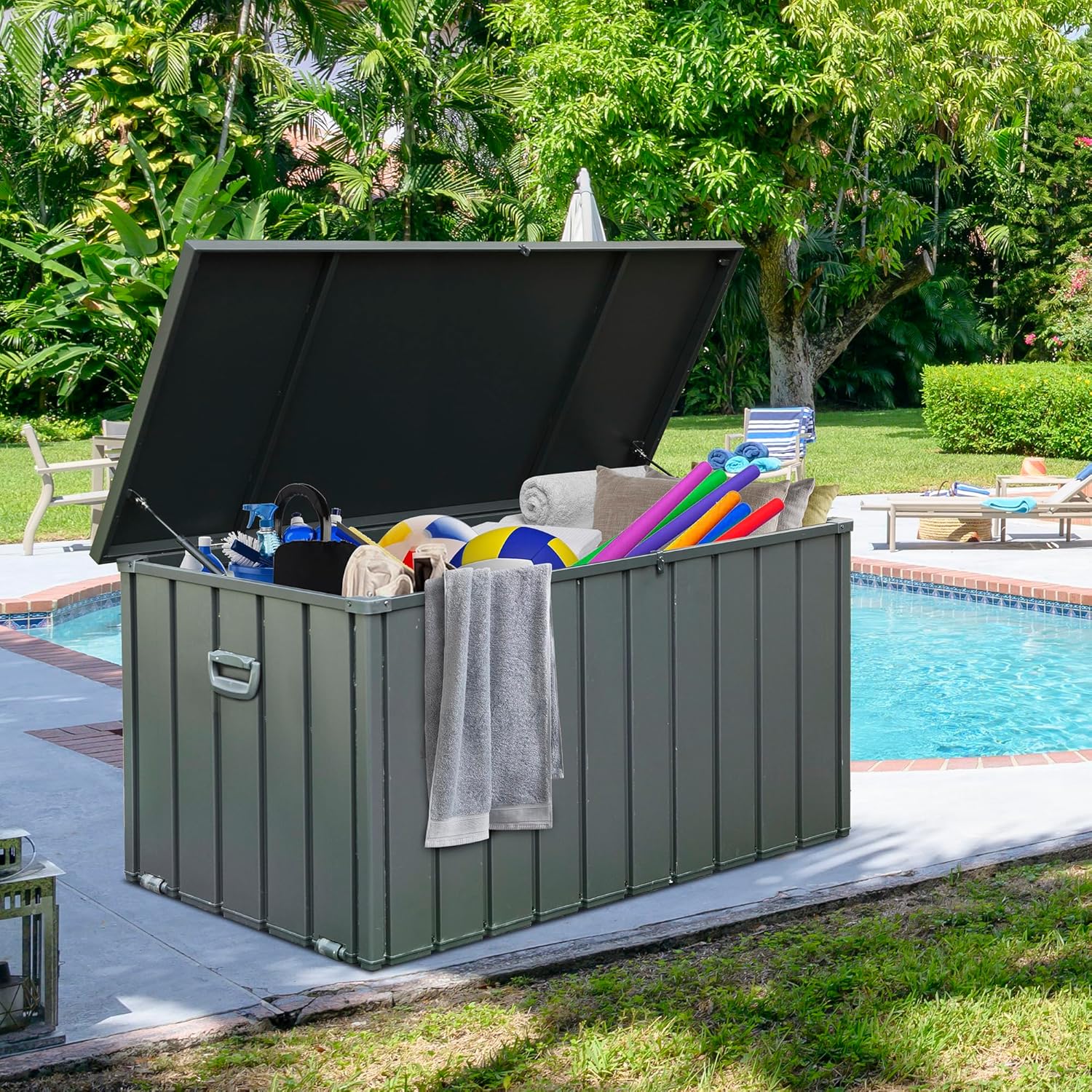 Amazon.com : Domi Deck Box 200 Gallon Outdoor Storage Box, Large Metal ...