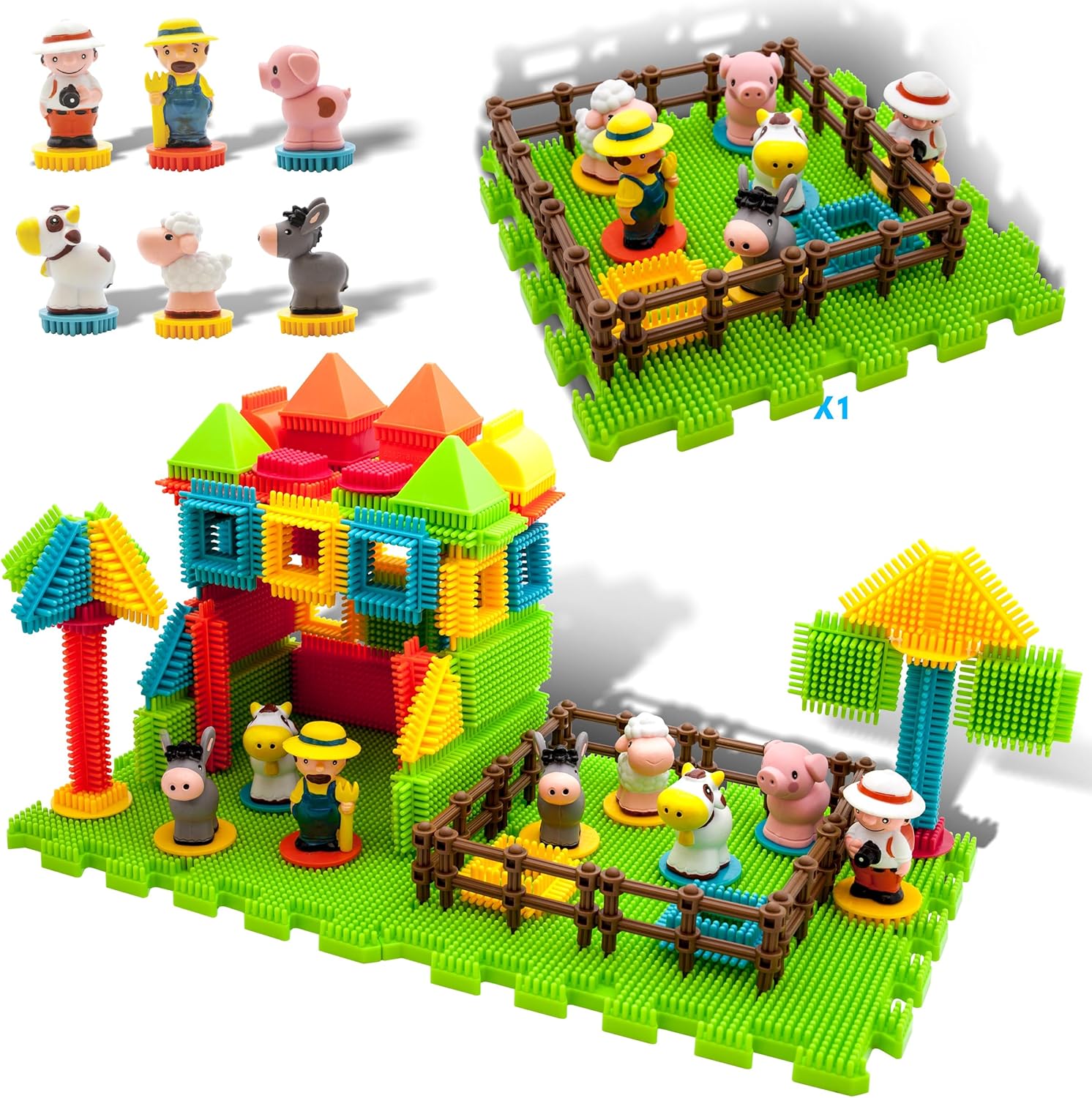 Picasso Toys PTB100 100pcs Hedgehog Shape 3D Building Blocks Tiles Farm ...