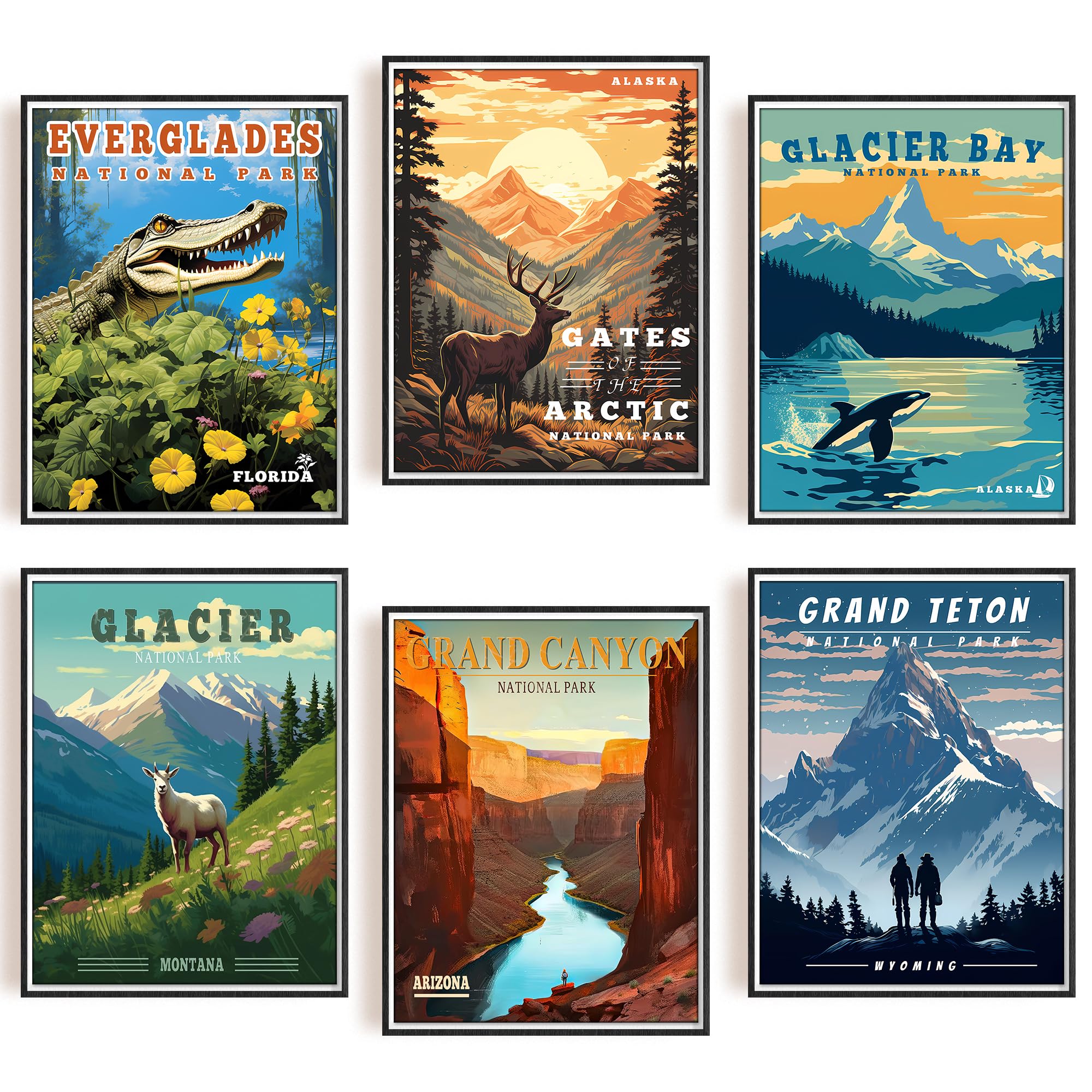 Amazon.com: SHOXREM Retro National Park Wall Art Collection: 6 Vintage ...