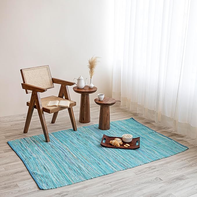 Amazon.com: HOMEMONDE Home Collection Handwoven Teal Area Rag Rug 4x6 ...