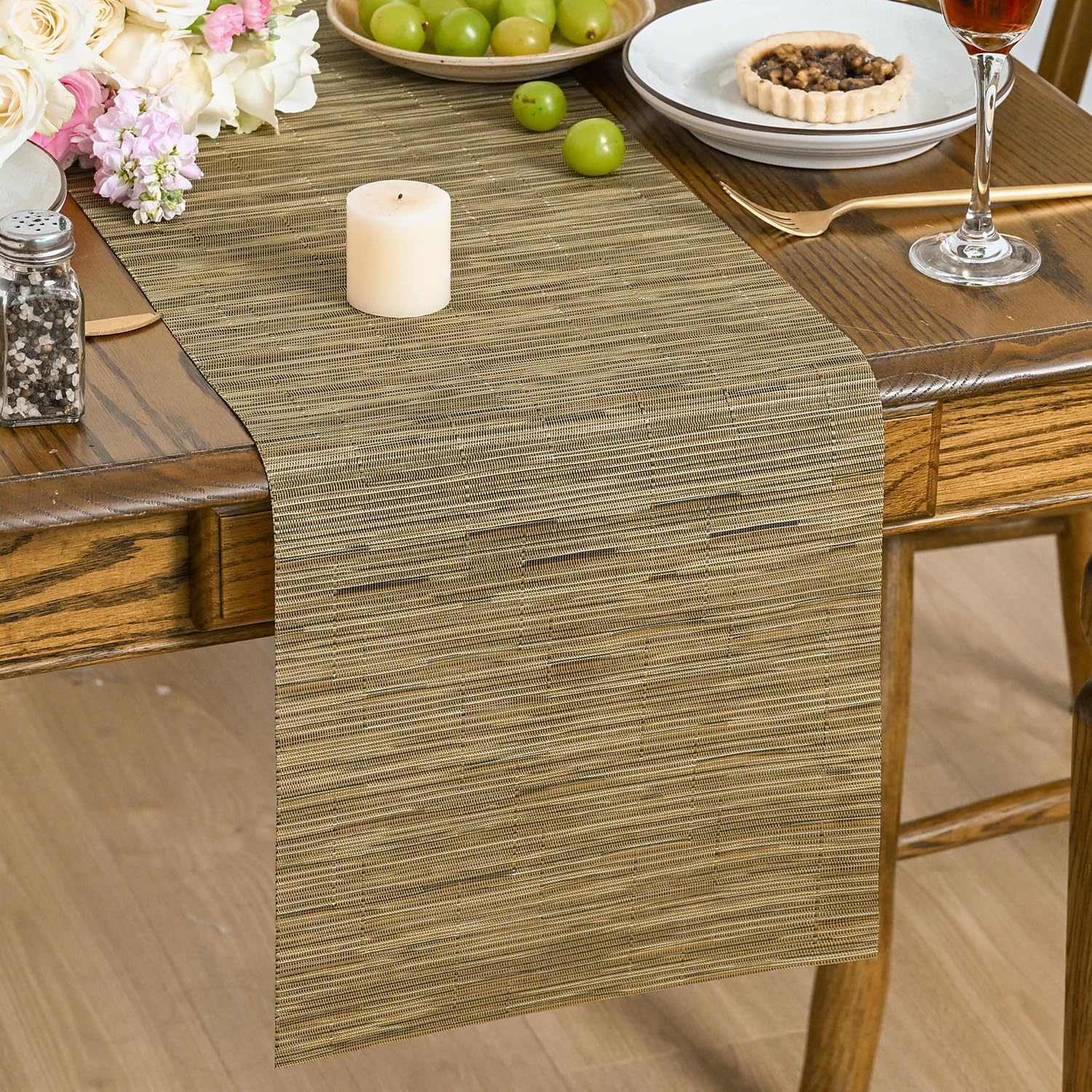 Amazon.com: Artoid Mode Light Brown Vinyl Table Runners, 12x48 Inch Non ...