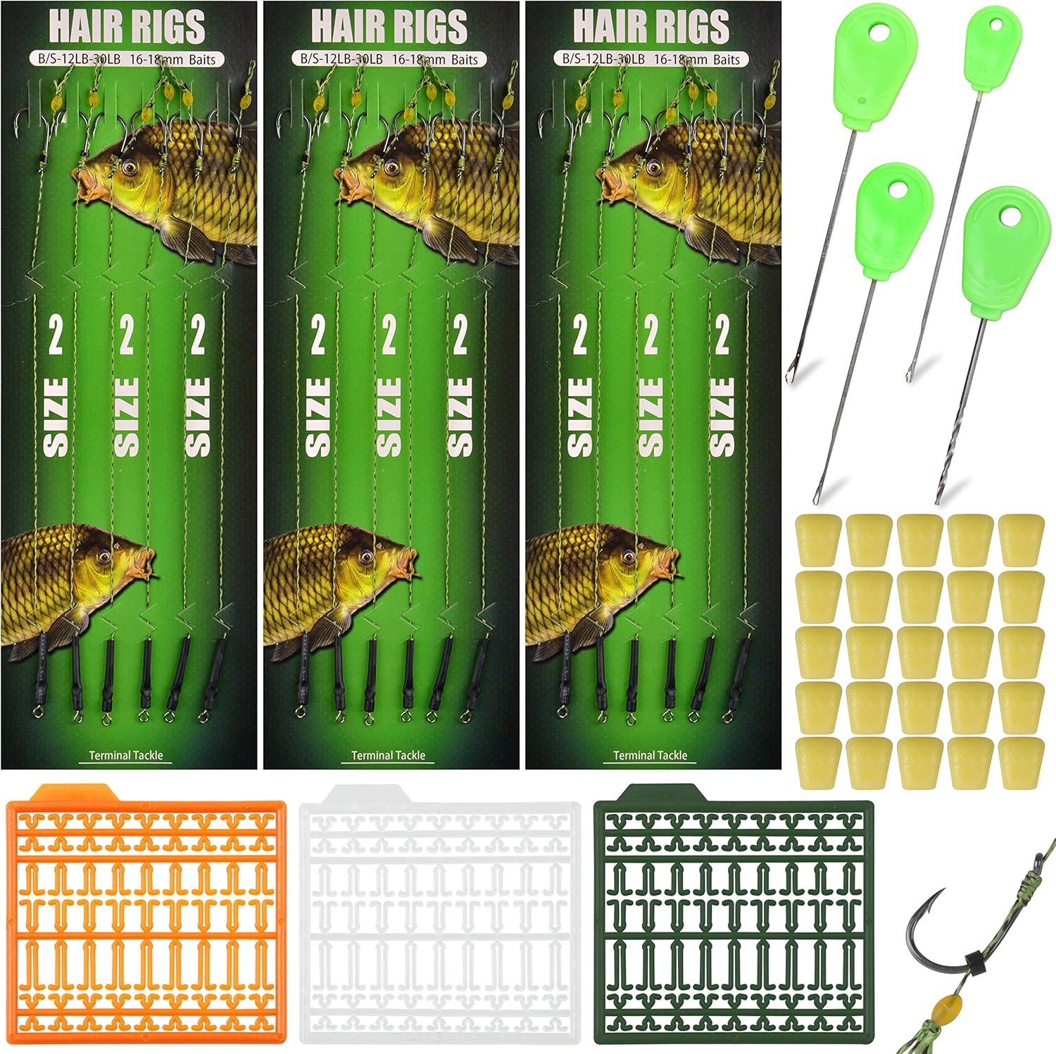 Amazon.com : Carp Fishing Hair Rigs Kit,Boilies Fishing Bait Rig Curved ...