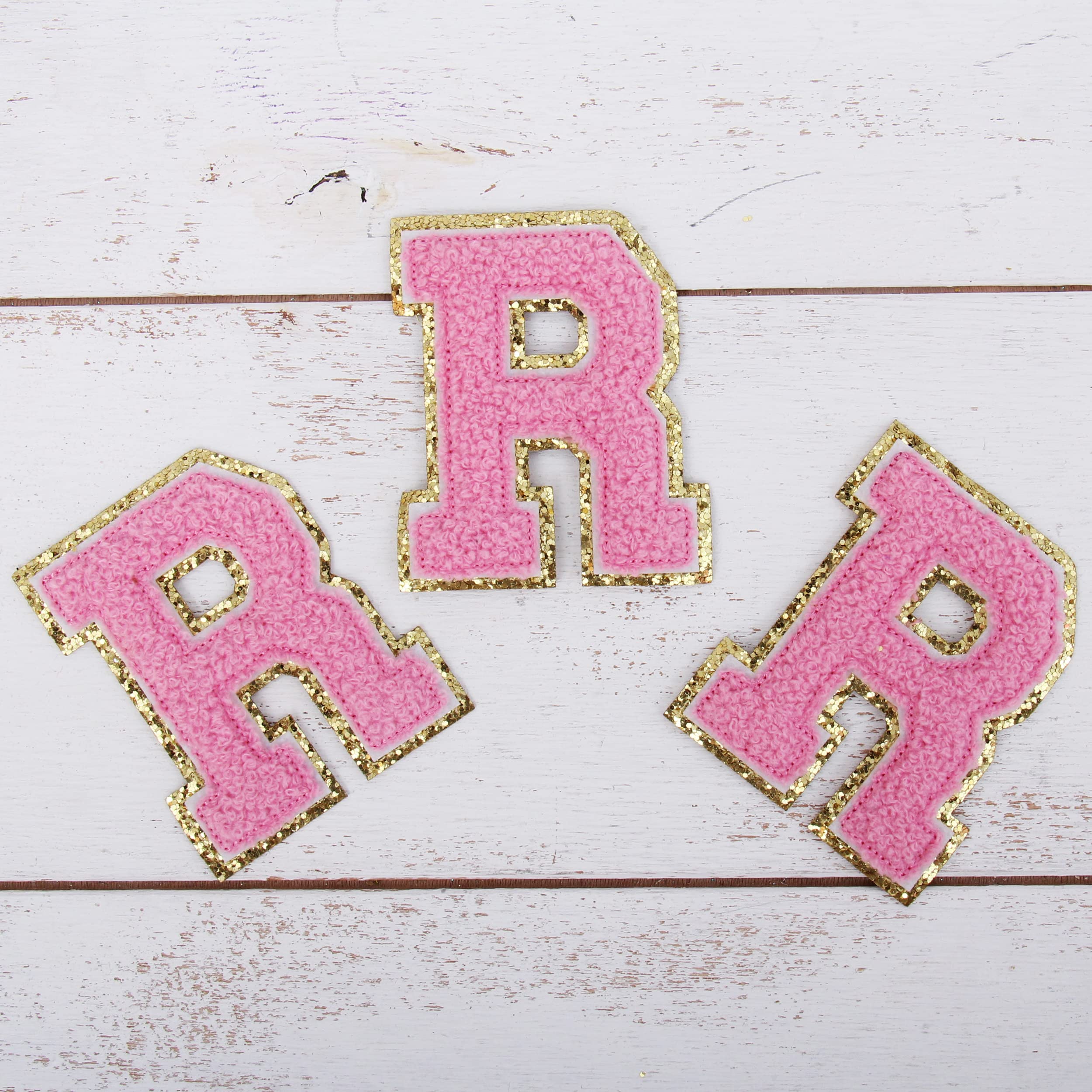 Amazon.com: 3 Pack Chenille Iron On Glitter Varsity Letter "R" Patches ...