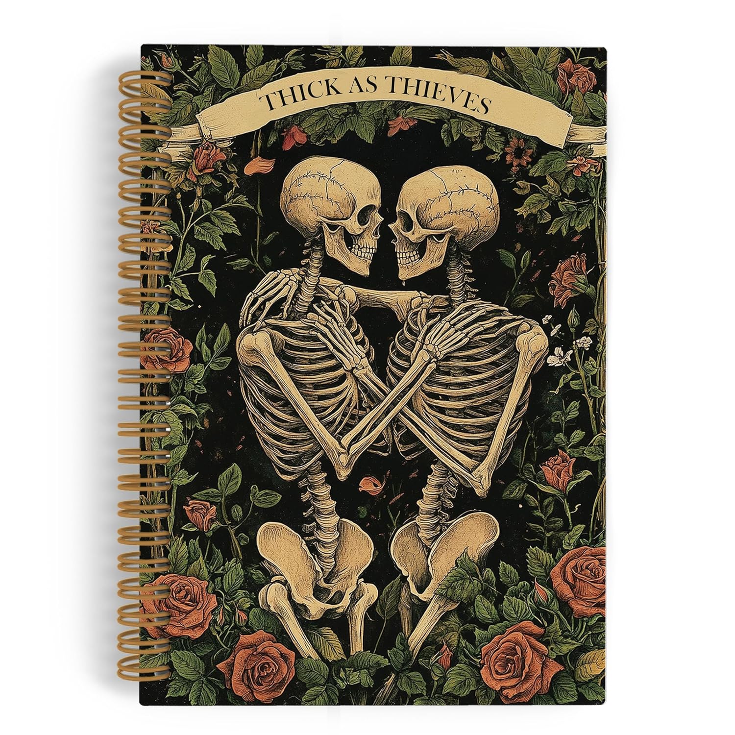 Amazon.com : QLMX Gothic Skull Spiral Notebook, Gothic Floral Journal ...