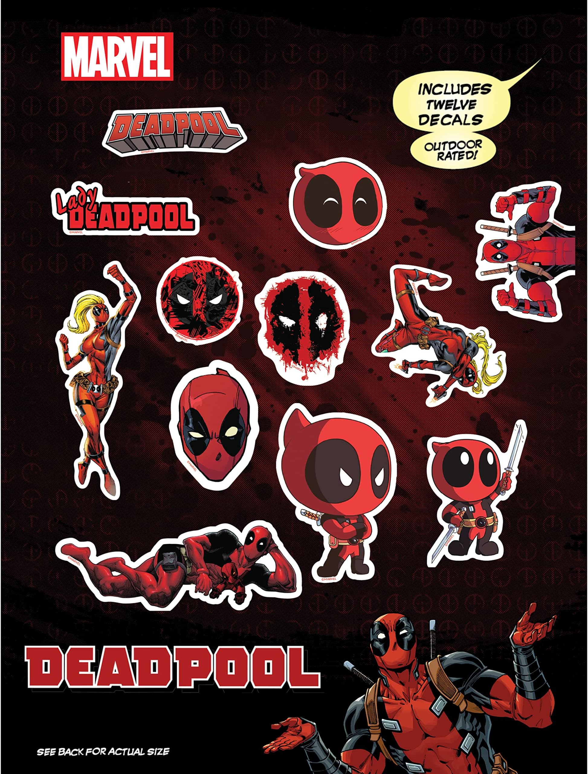 Amazon.com - Marvel Deadpool Vinyl Decals - Set of 12 Outdoor Rated ...