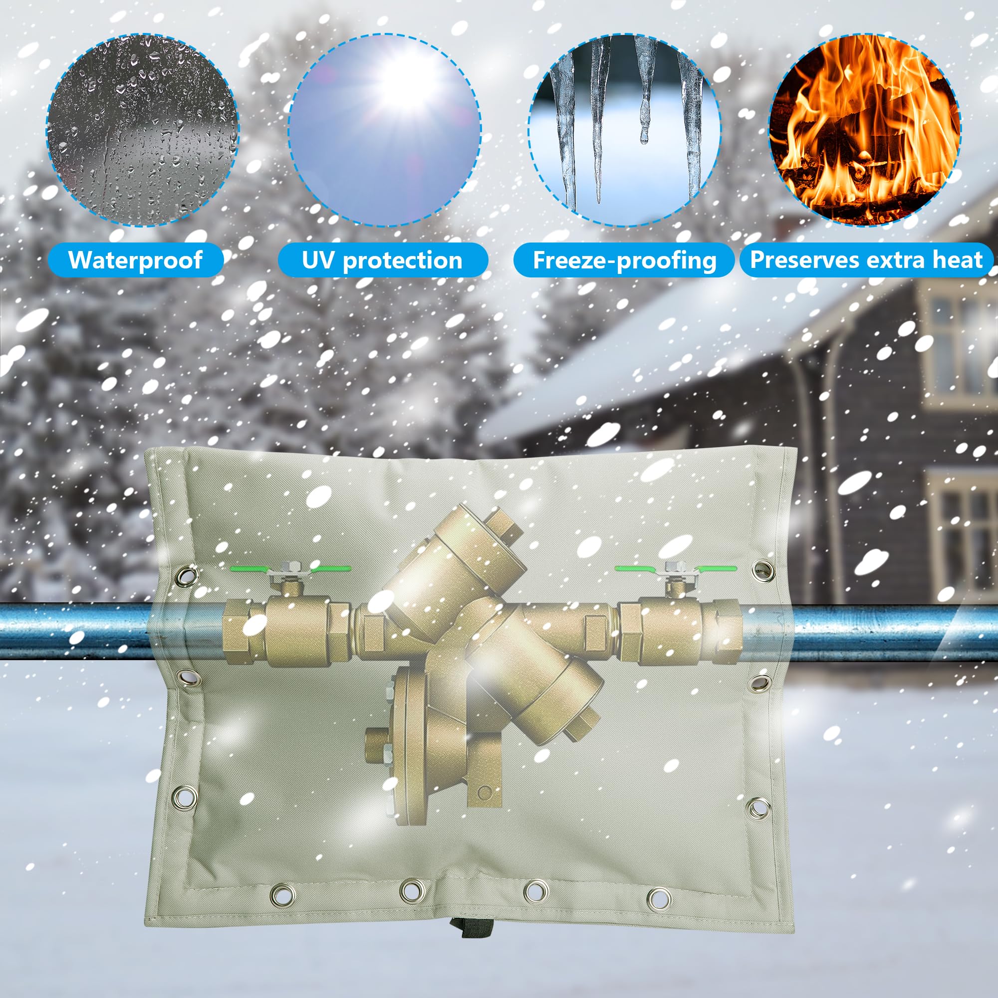 Snapklik.com : 30 X 24 Inch Backflow Preventer Insulation Cover- 3 Way ...