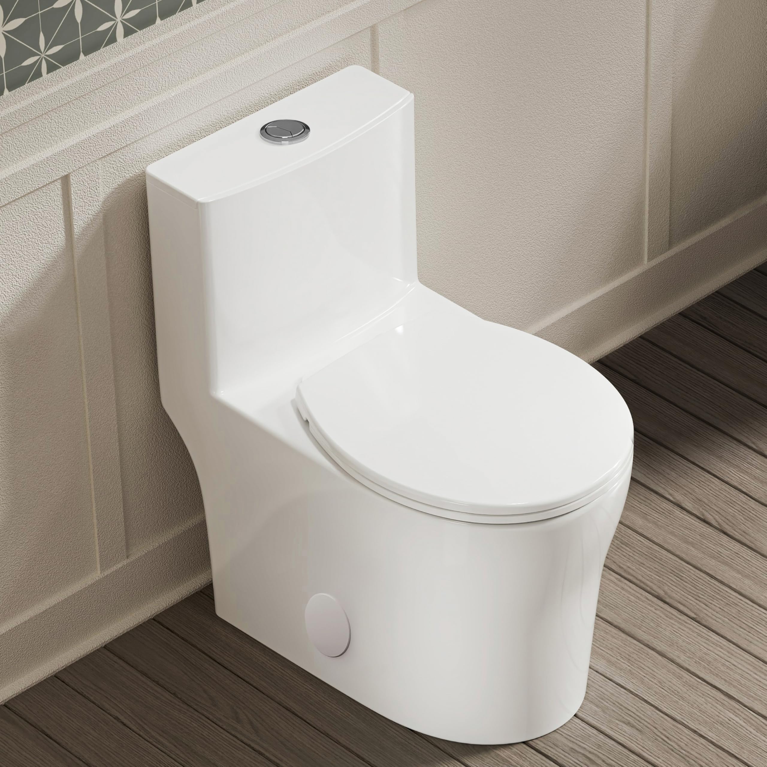 Casta Diva Compact One-Piece Toilet for Small Bathroom, Modern Round ...