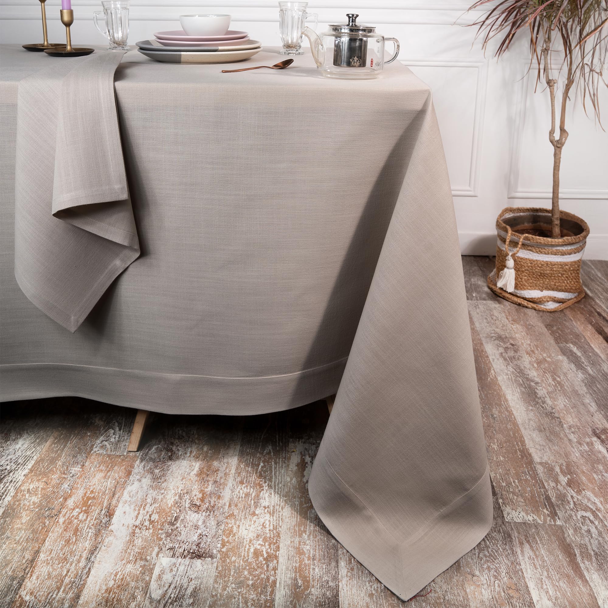 Amazon.com: D'Moksha Homes Natural Tablecloth 60 x 120 Inch - Premium ...