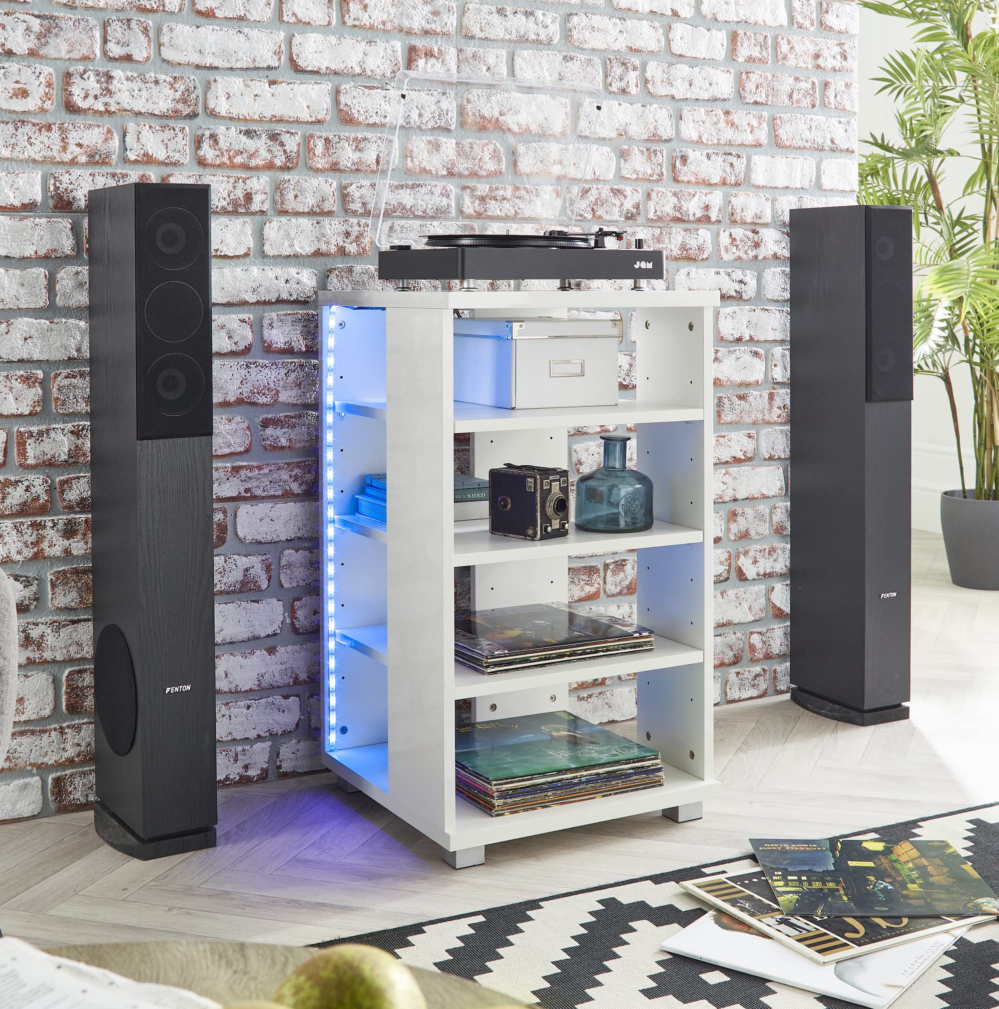 MMT Furniture Designs Ltd Modern Gloss 5 Shelf Hi Fi AV Rack Stand 50cm ...