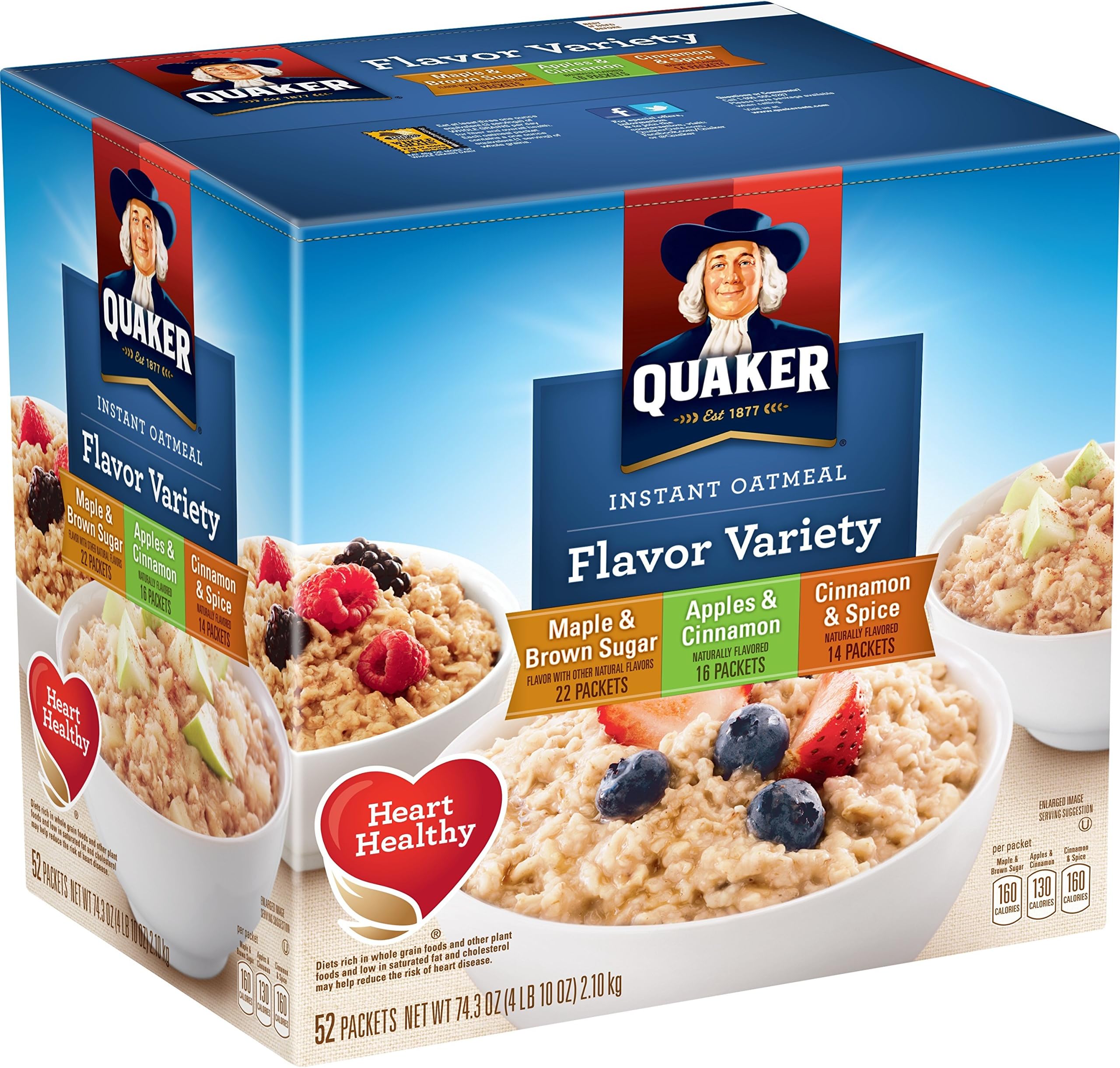 Amazon.com: Quaker Instant Oatmeal, Fruit and Cream 4 Flavor Variety ...
