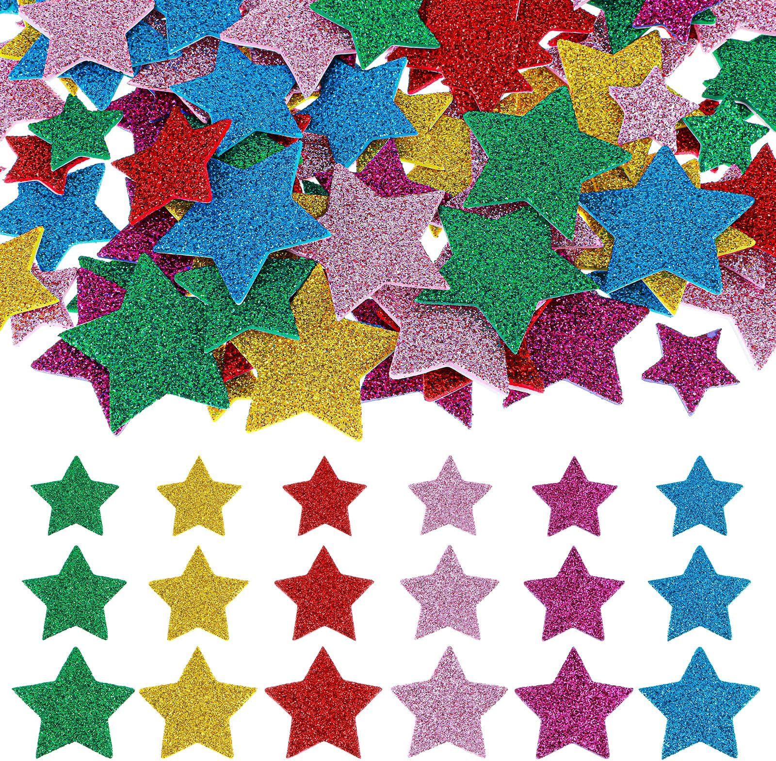 Amazon.com: Giantree 270 Pcs Self Adhesive Glitter Foam Star Stickers ...