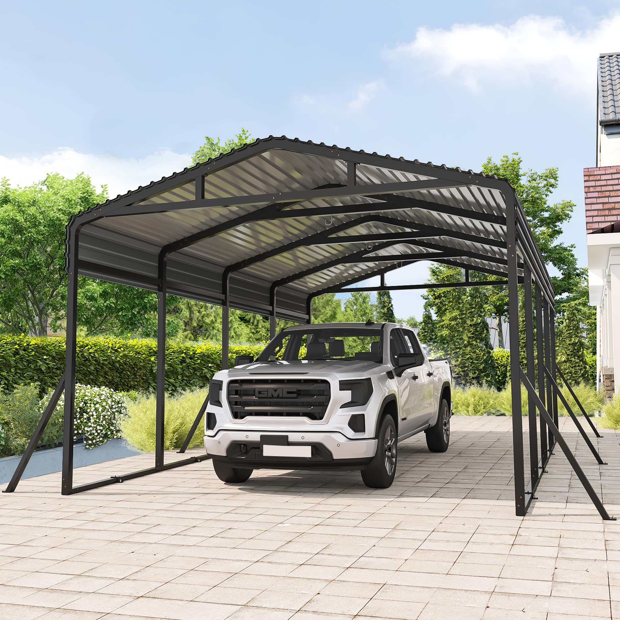 Amazon.com: Carport Kit, 20' x 20' High Peak Canopy Fittings, DIY Metal ...