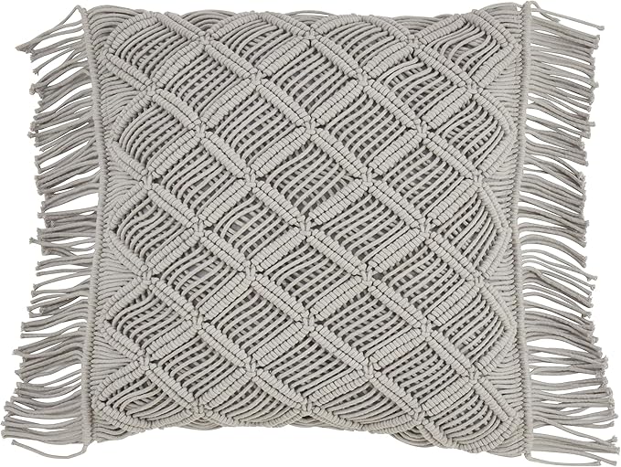 Amazon.com: SARO LIFESTYLE Collection Macramé Throw Pillow with Down ...