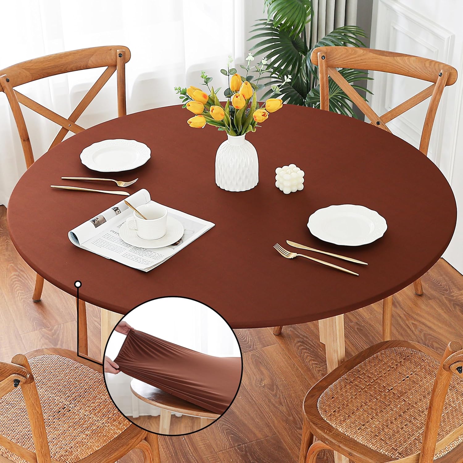 Amazon.com: Limalred Fitted Spandex Round Tablecloth, Soft Skin ...