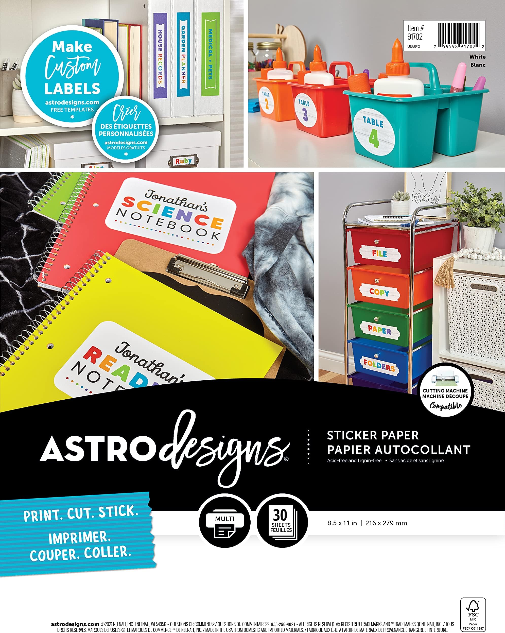 Amazon.com : Astrodesigns Sticker Paper, 12" x 12", Fully Adhesive Back ...