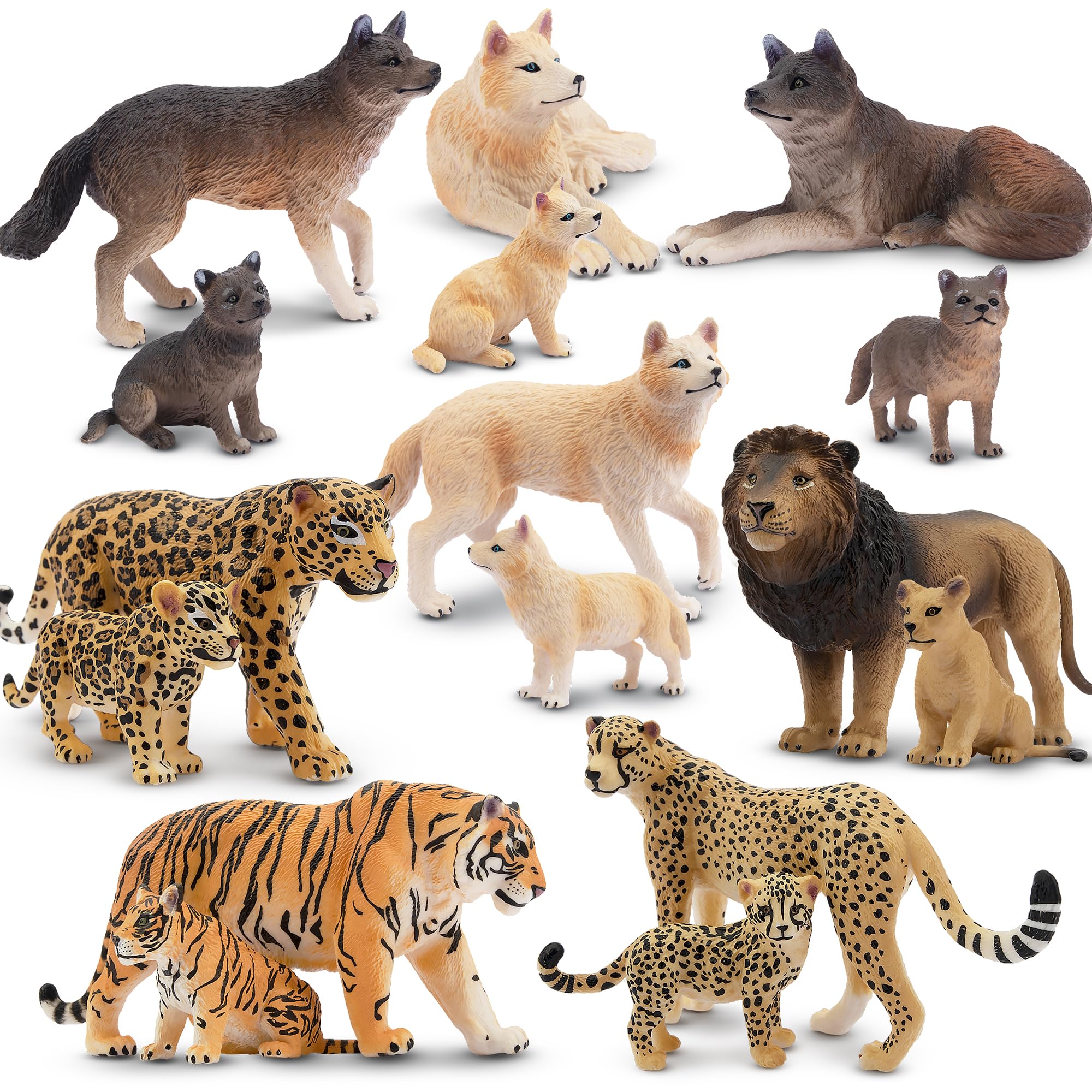 Amazon.com: Toymany 16PCS Realistic Jungle Animals Figures Set, Plastic ...