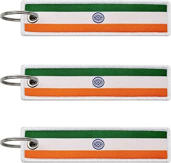 Amazon.com: LLBFHH 3 Pcs India Indian Country Flag Keychain,Woven label ...