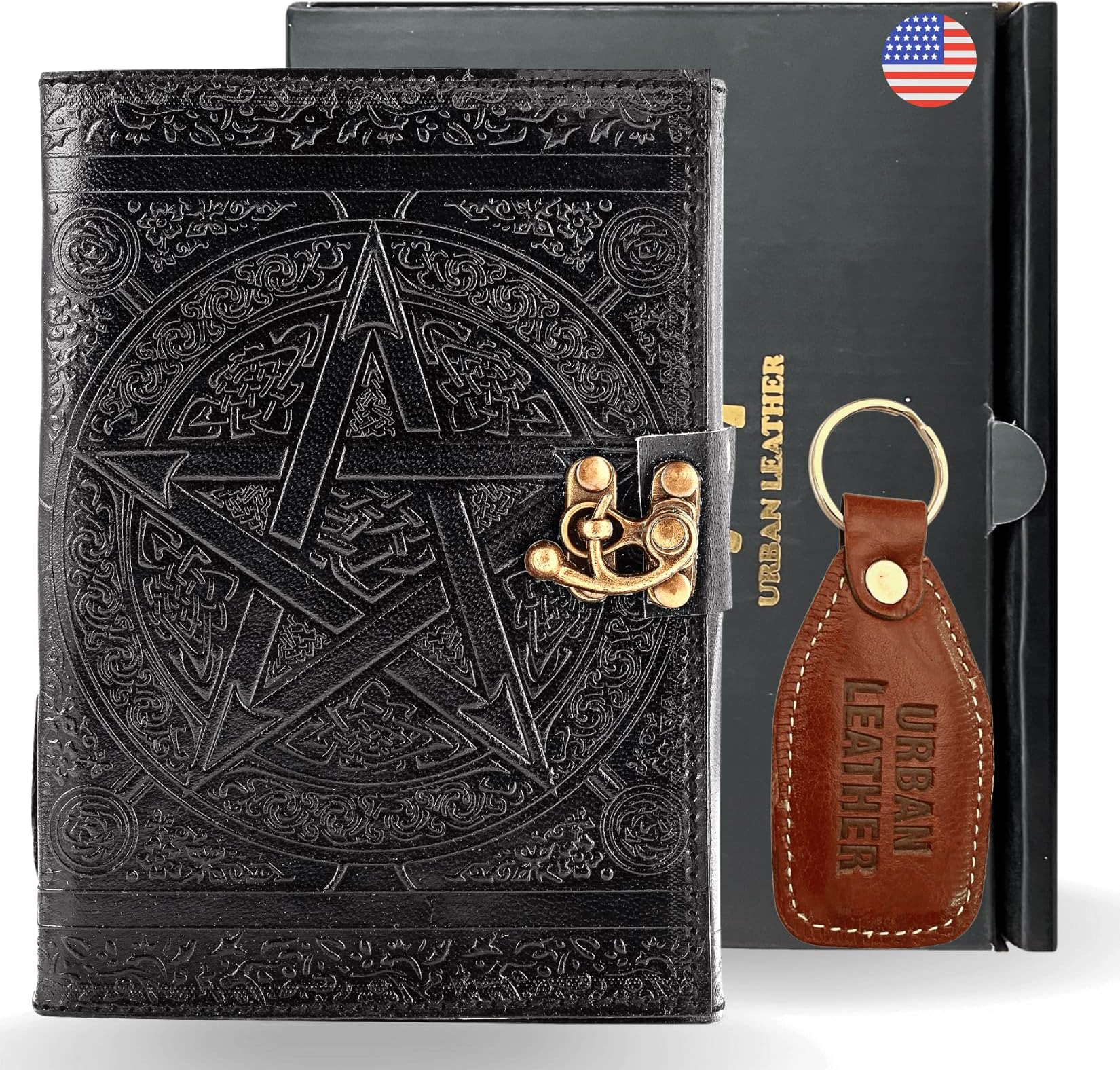 Urban Leather Pentagram Star Black Book of Shadows Journal Writing ...