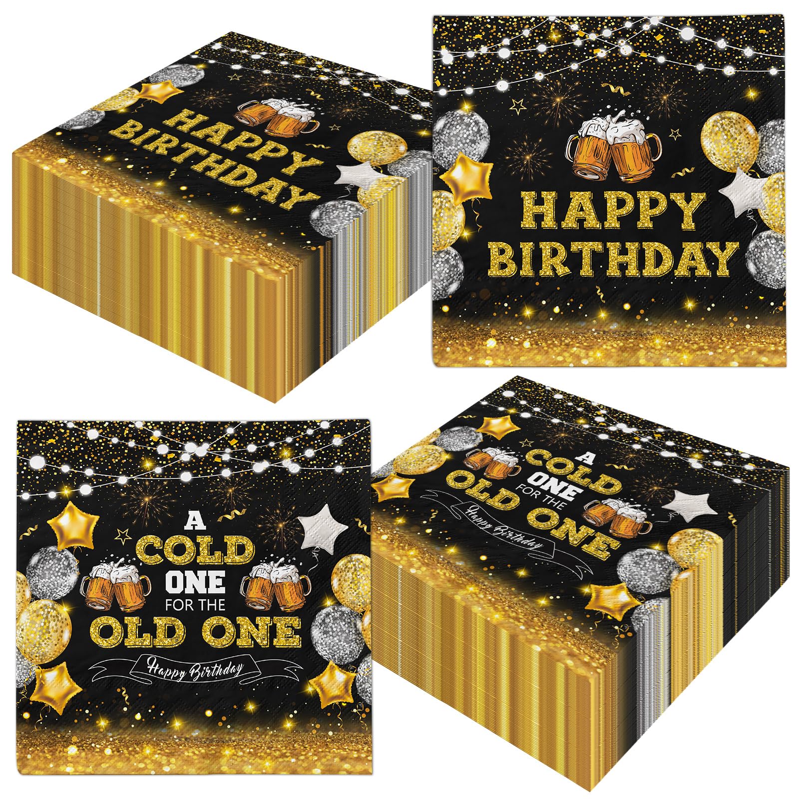 Amazon.com: 40Pcs Beer Birthday Napkins Cheers Paper Napkins Mens ...