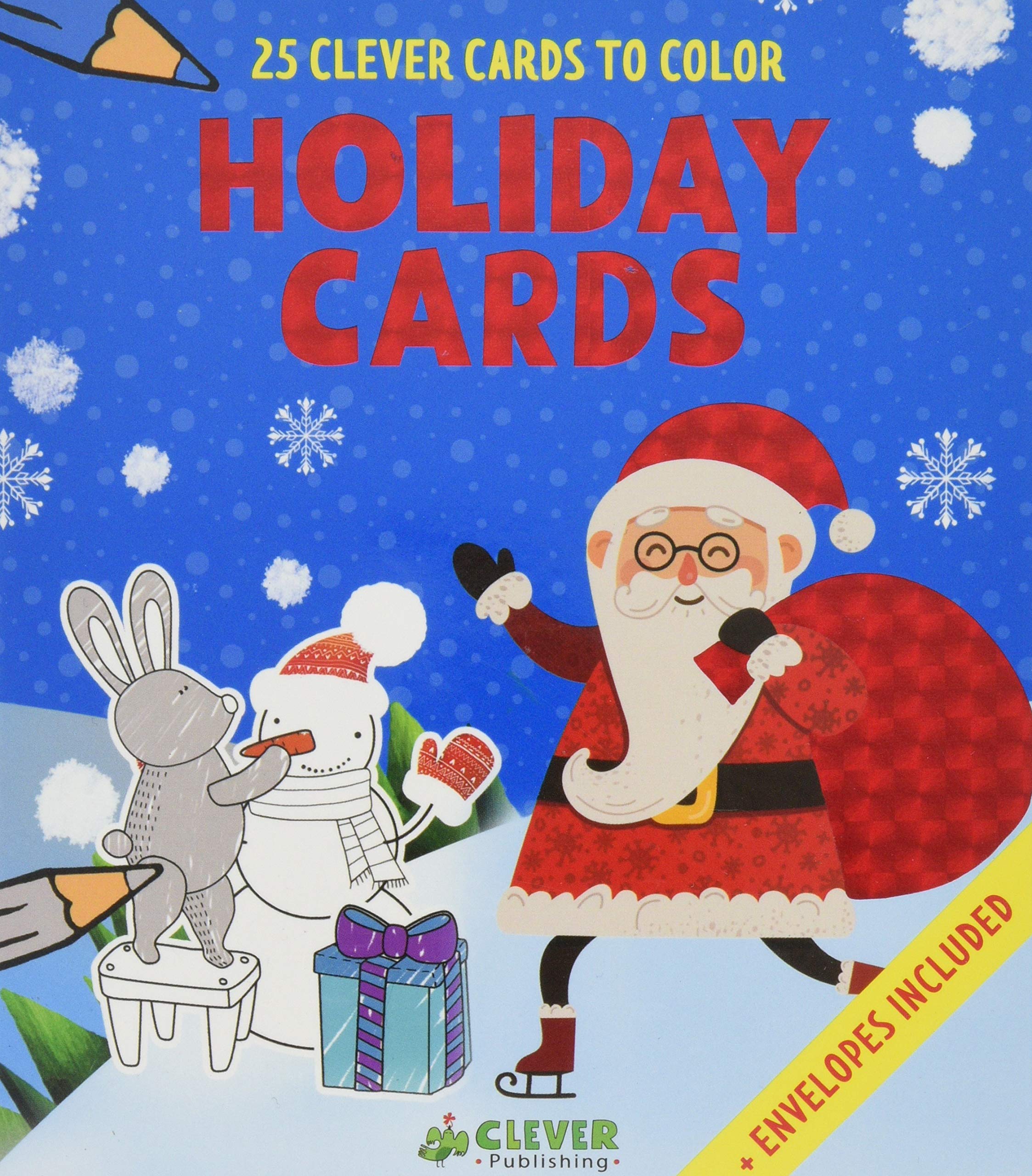 Holiday Cards: 25 Clever Cards to Color + Envelopes Included ...