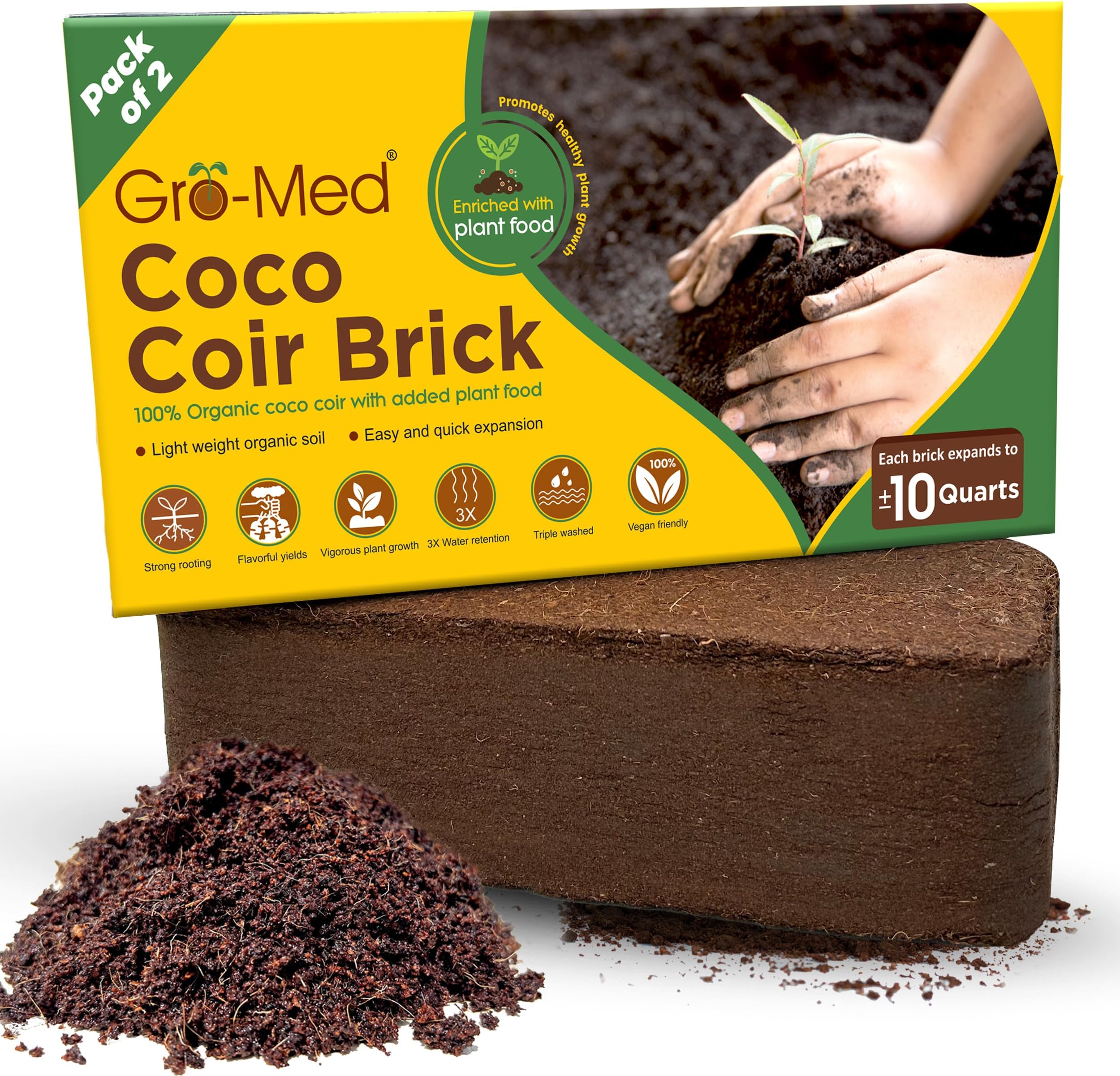 Amazon.com : GROW!T JSCPB - Coco Coir Mix Brick (Pack of 3), Brown ...
